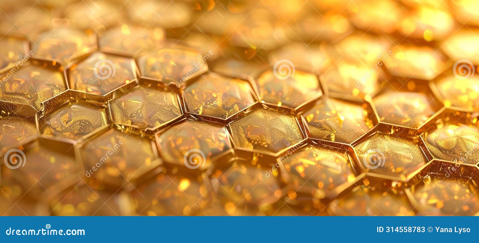 Stylized Golden Honeycomb Pattern with Honey. Hexagonal Beeswax ...