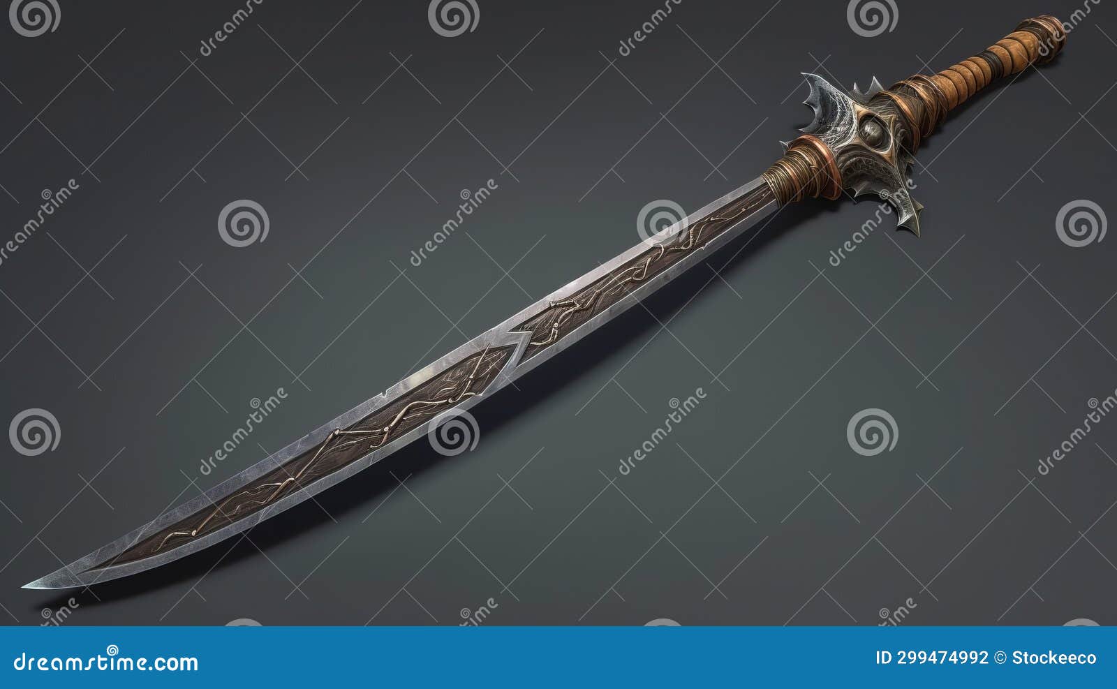 Stylized Horned Sword: Realistic and Hyper-detailed Rendering Stock Illustration - Illustration ...