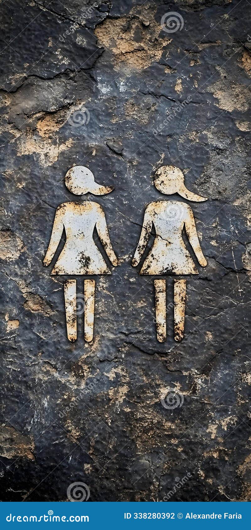 Stylized Human Figures Carved into Textured Surface Stock Illustration ...