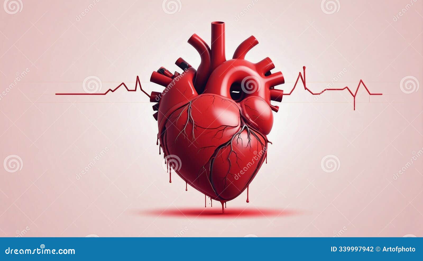 Stylized Human Heart Pumping Blood Against a Soft Backdrop, Showcasing ...