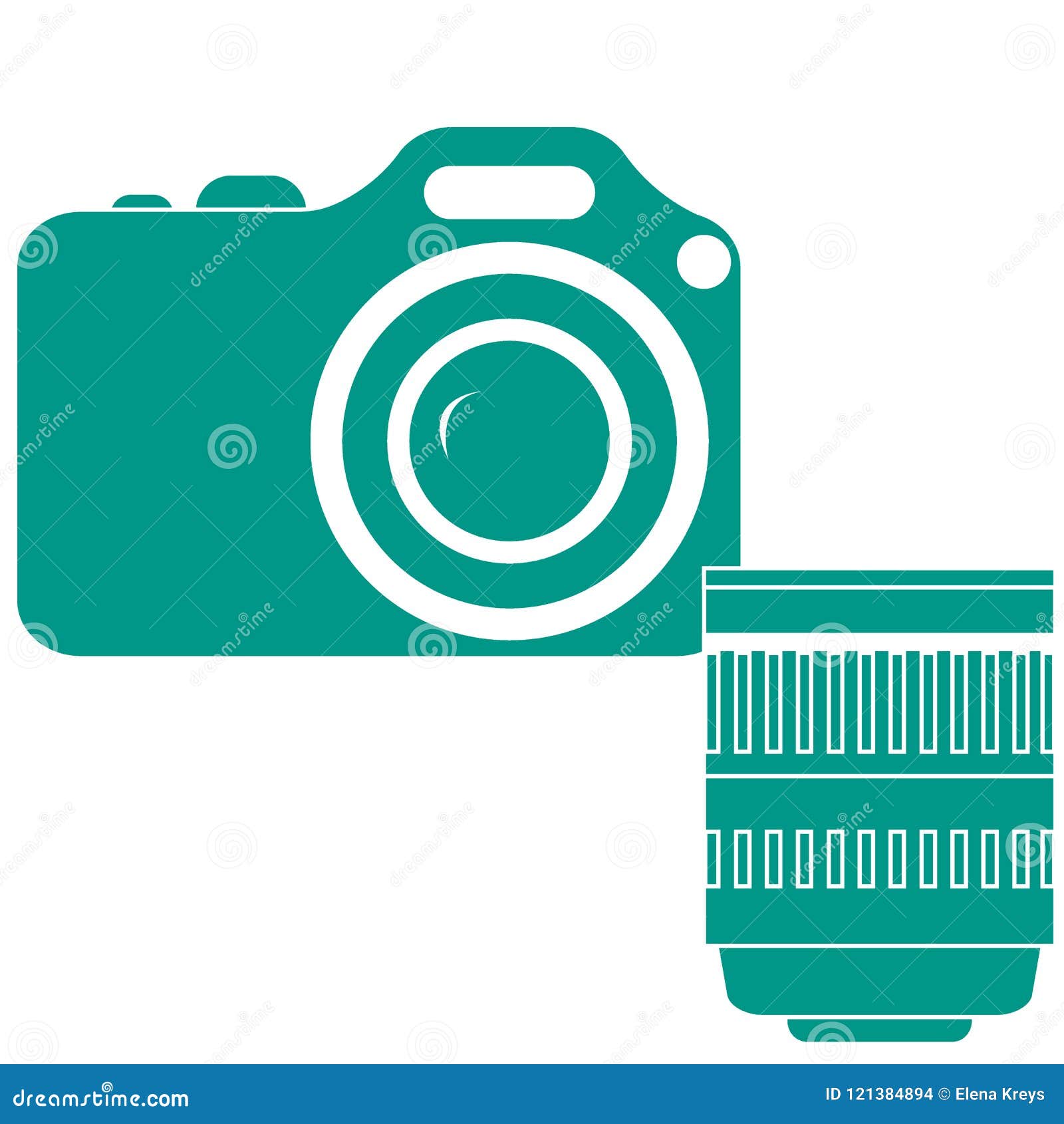Stylized Icon of a Colored Camera with Lens Stock Vector - Illustration ...