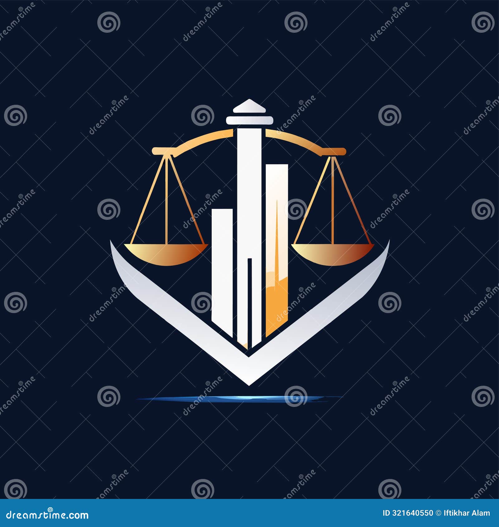 A Stylized Icon Depicting a Skyscraper with Scales of Justice ...