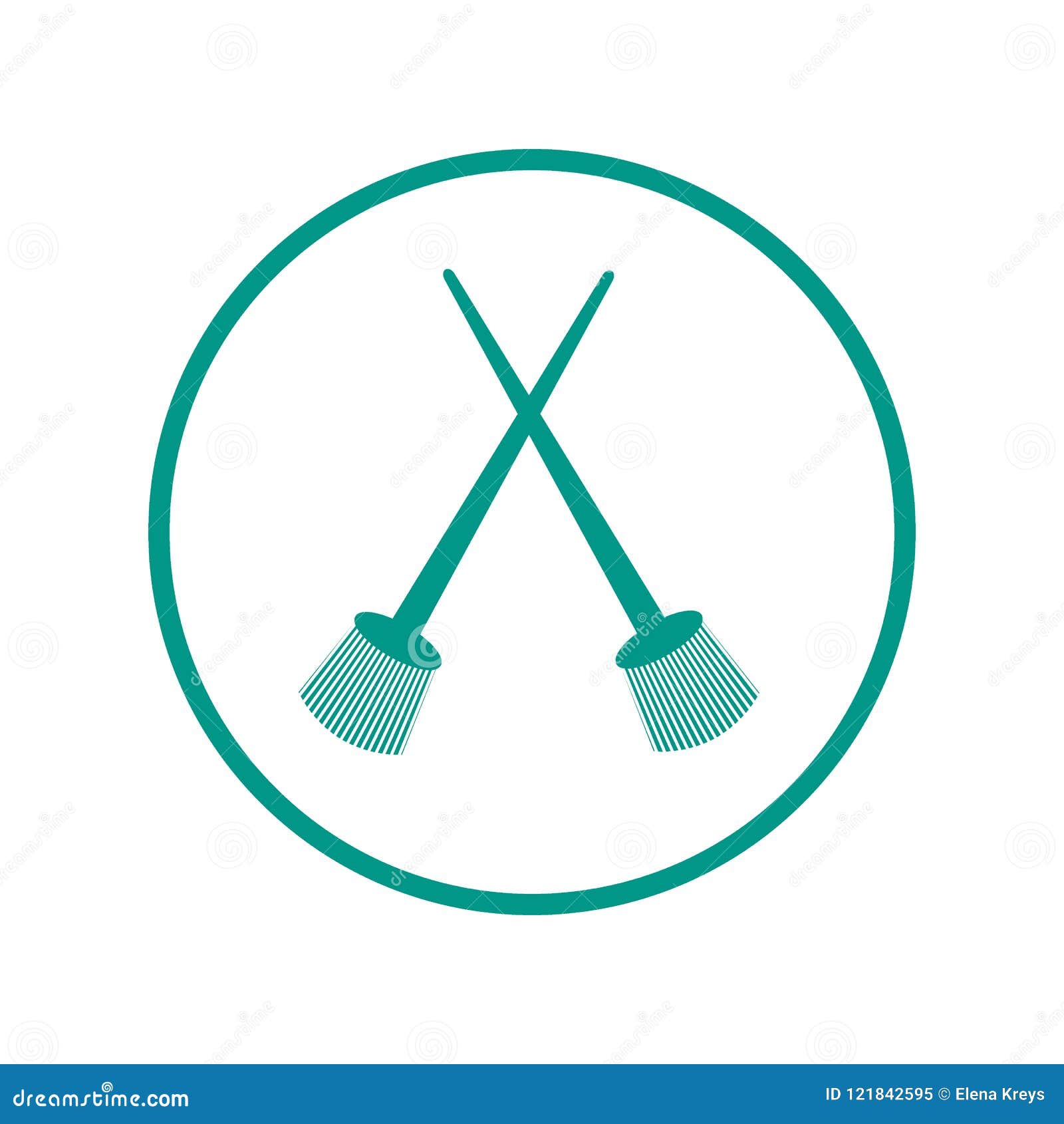 Stylized Icon of a Two Colored Crossed Paint Brushes in a Circle Stock ...