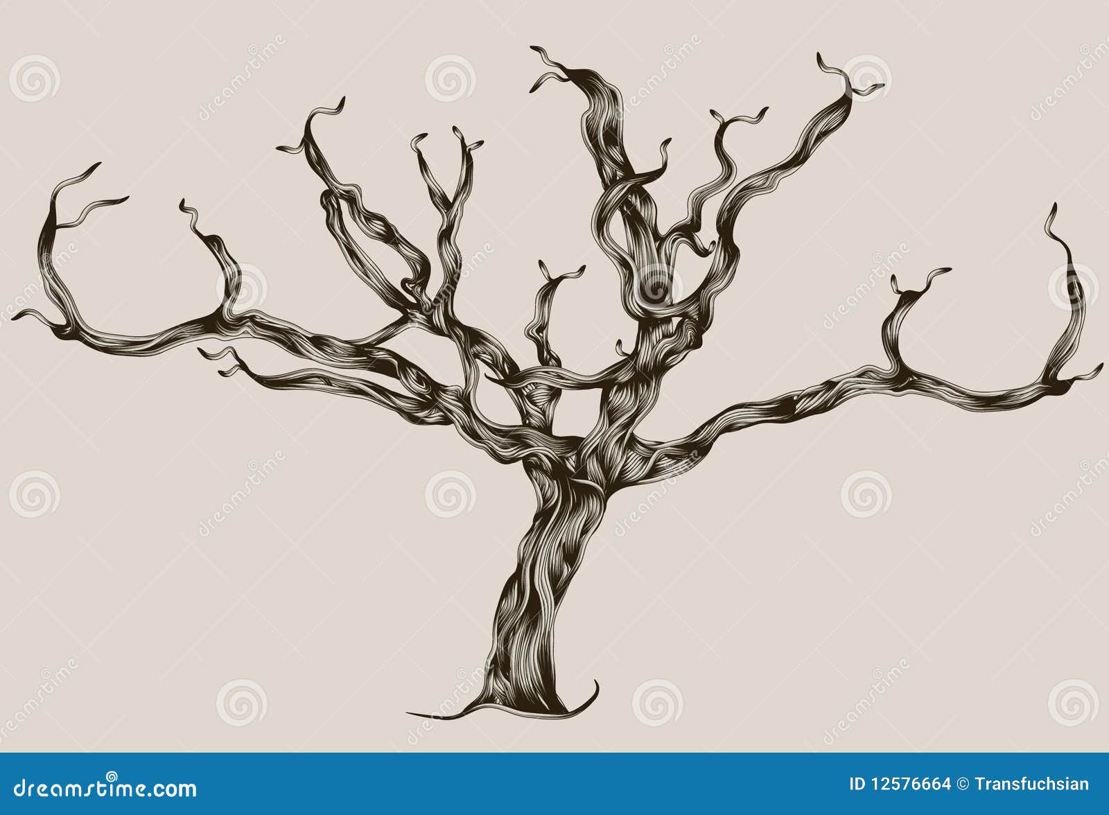 Stylized Illustrated Hand Drawn Dead Tree Stock Vector - Illustration ...