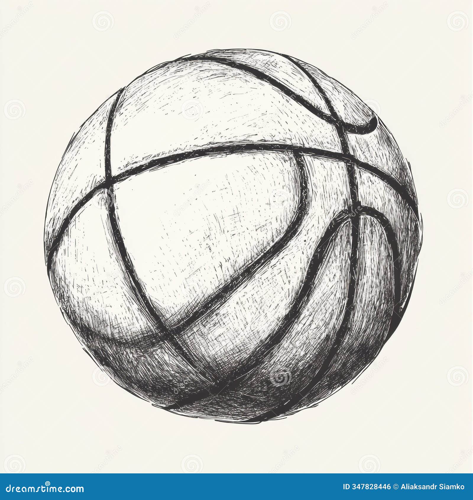 Stylized Illustration of a Basketball with Detailed Lines Stock ...