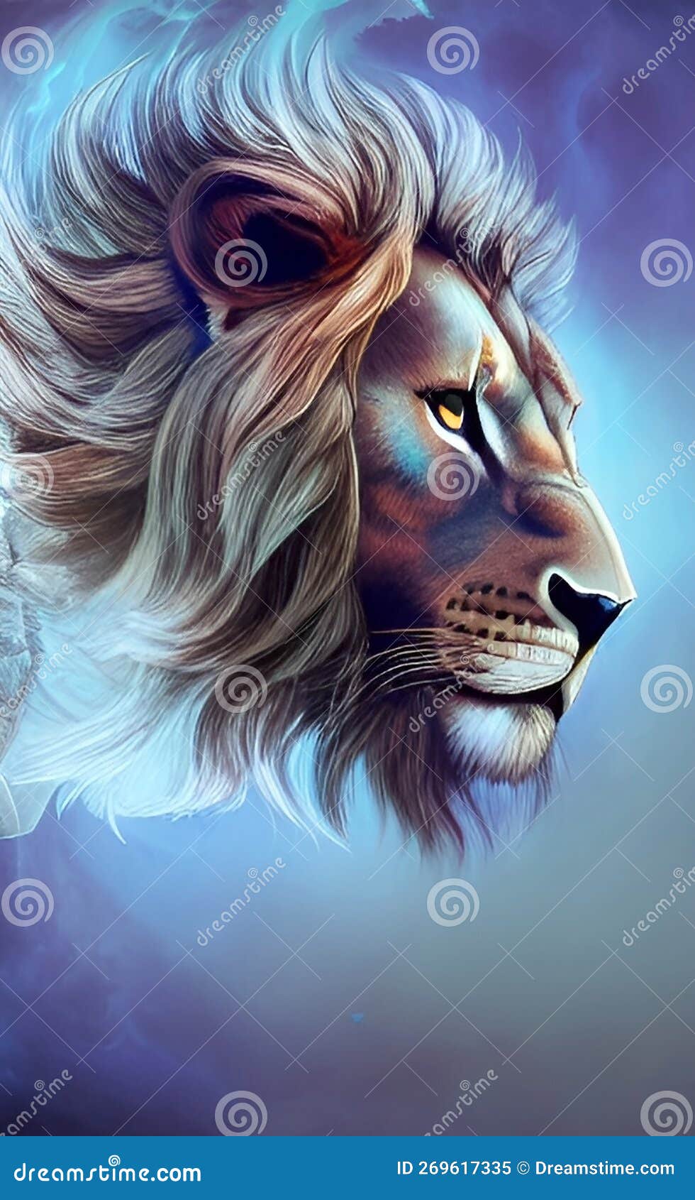 Stylized Illustration of a Beautiful Lion Head 3 Stock Illustration ...