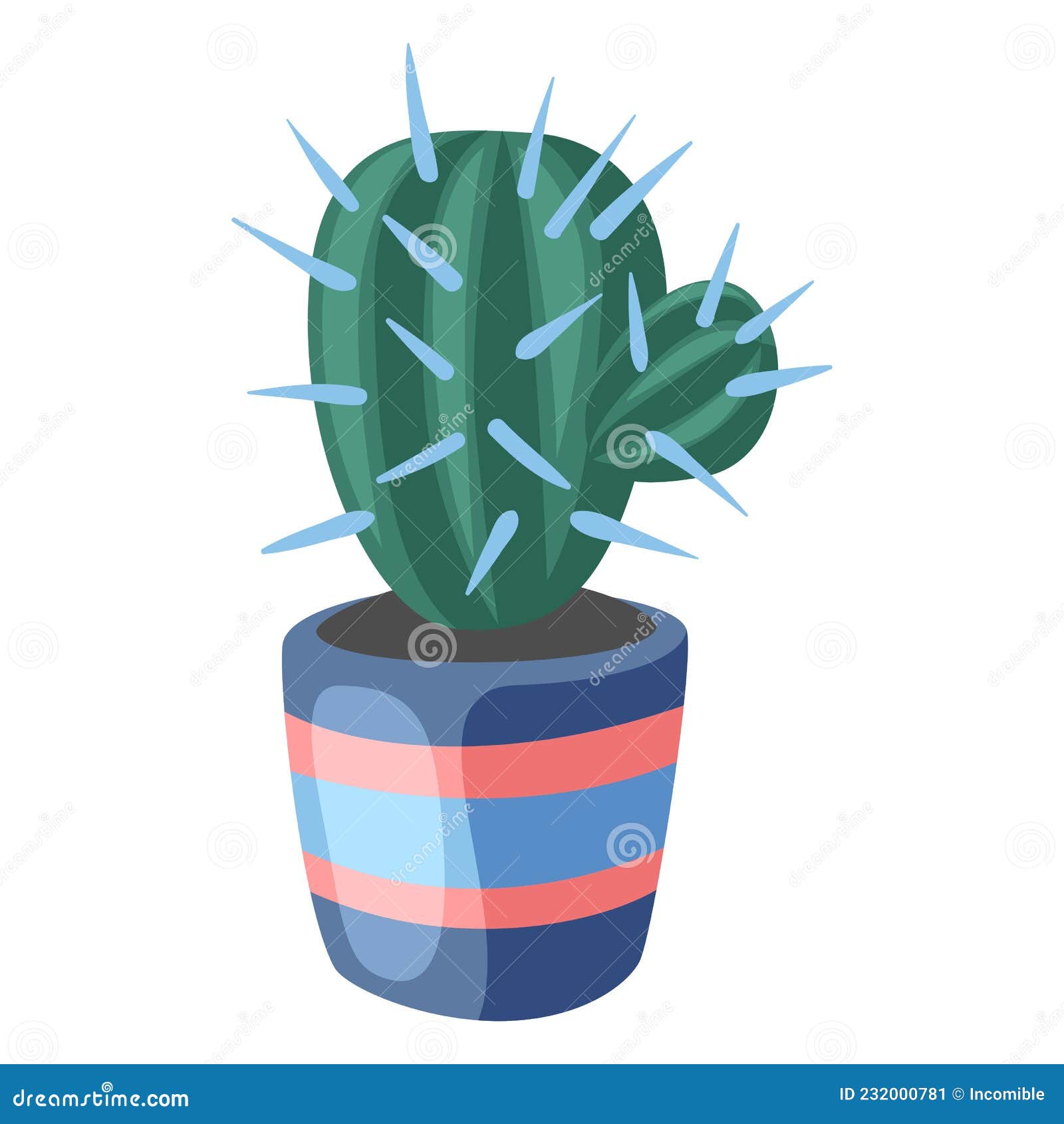 Stylized Illustration of Cactus in Pot. Image for Design or Decoration ...