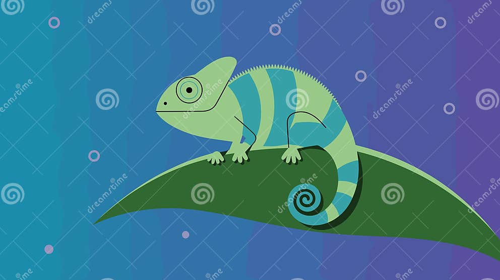 Stylized Illustration of Chameleon Changing Colors. Stock Vector ...