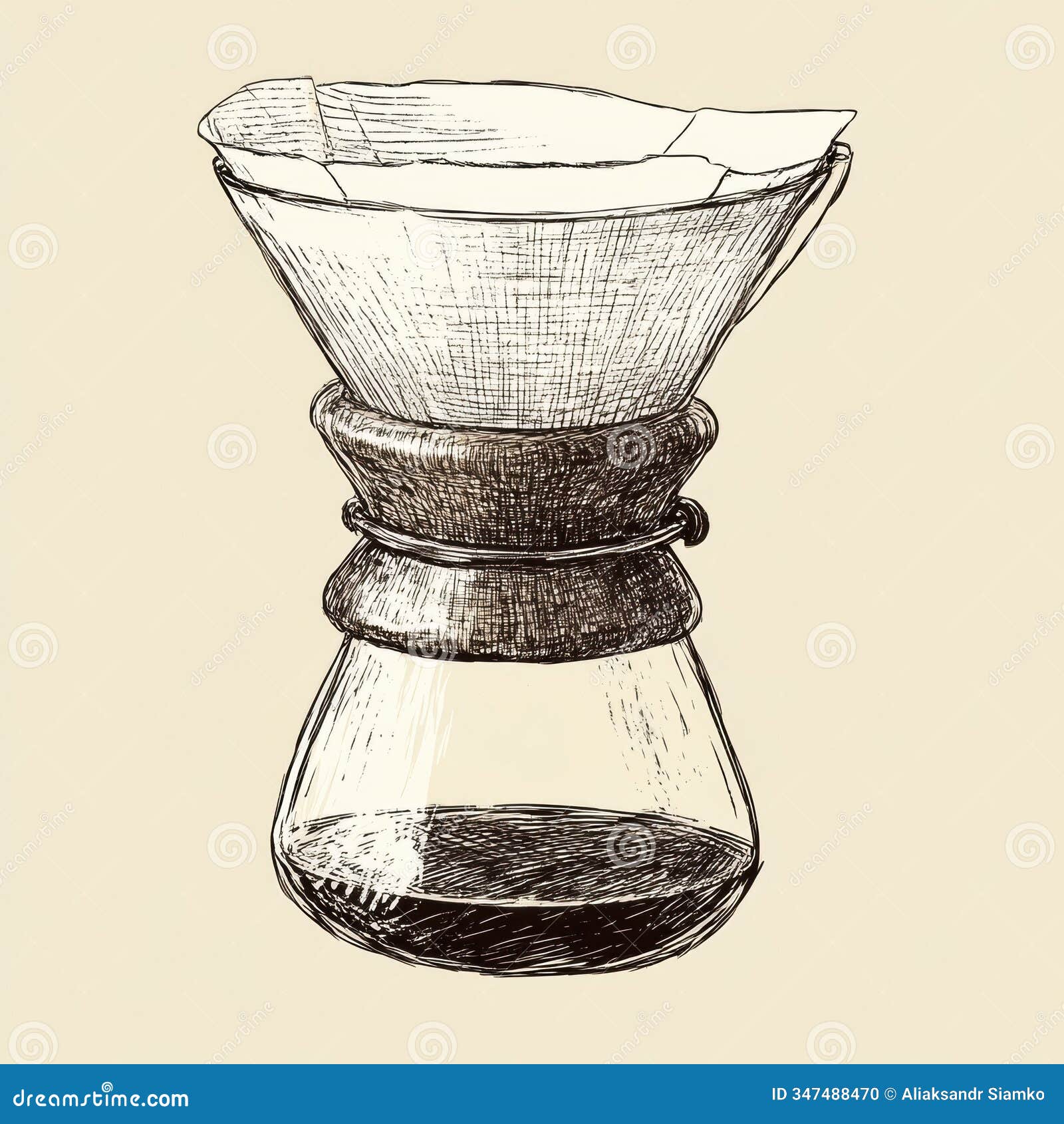 Stylized Illustration Of A Coffee Dripper With Brewed Coffee ...