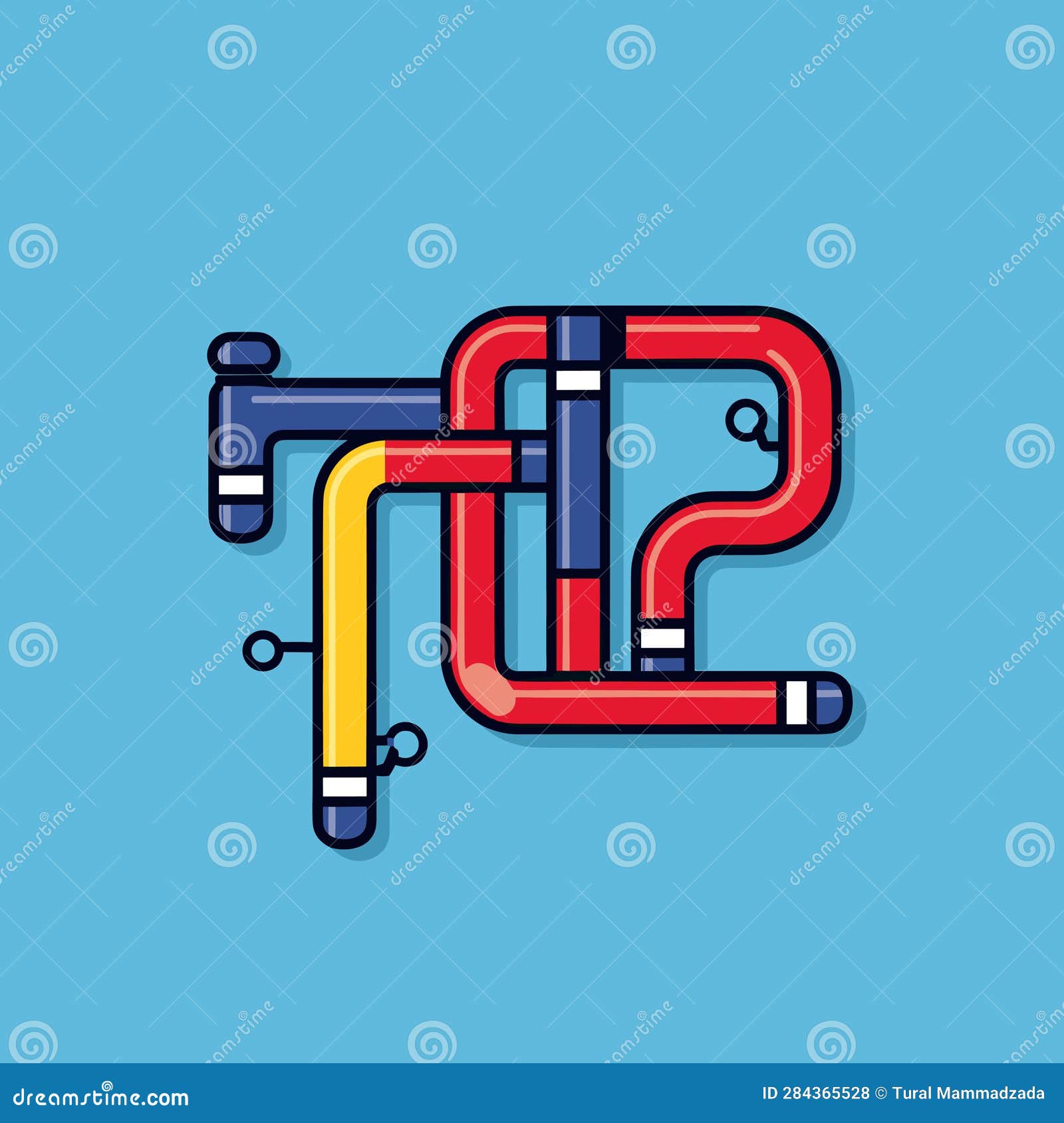 Vector of a Colorful and Stylized Pipe Illustration in a Vector Format ...