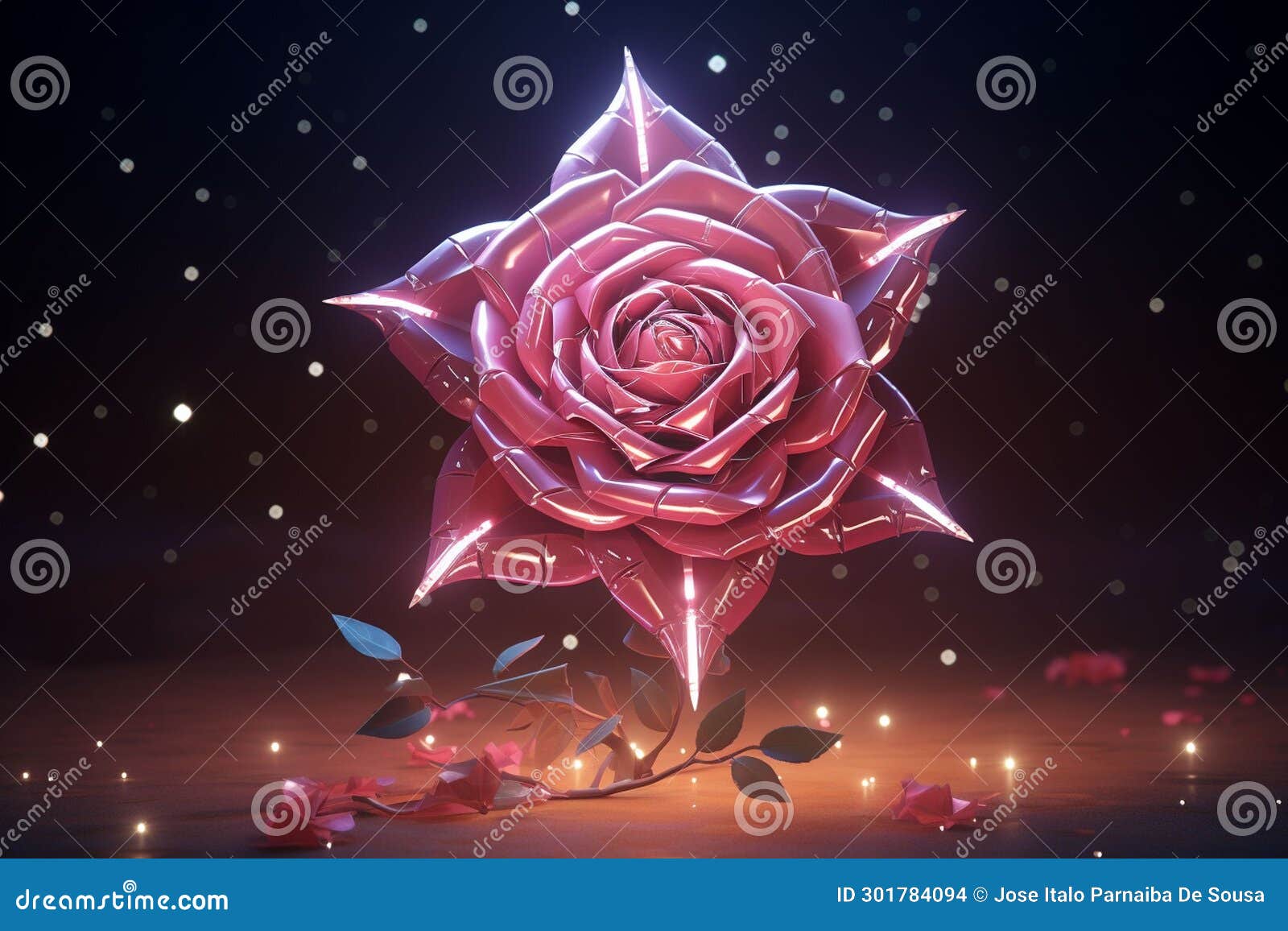 Stylized Illustration of a Comp Rose with Star Stock Illustration ...