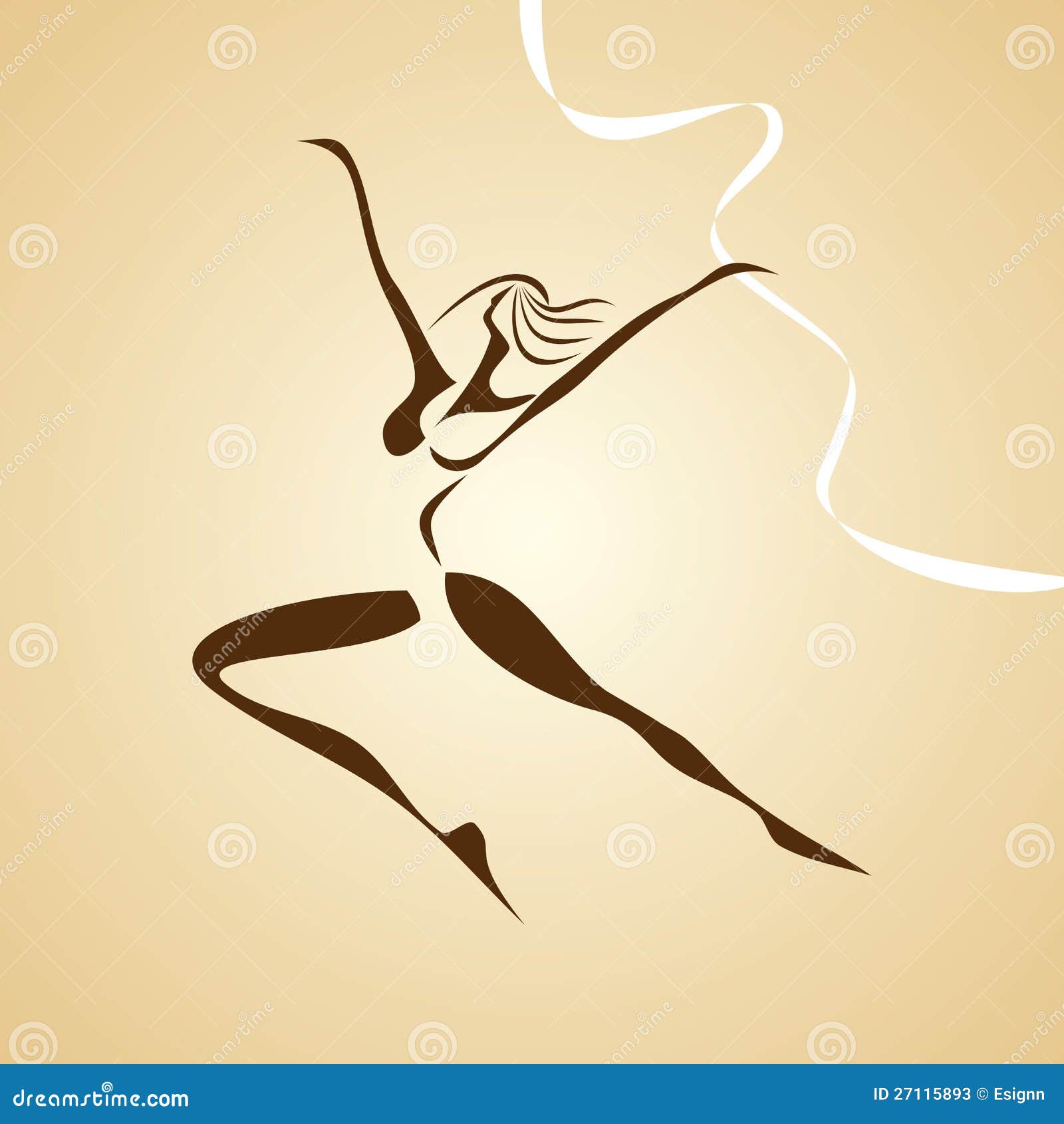 Stylized Silhouet Woman Body. Side View Of A Young Woman On White ...