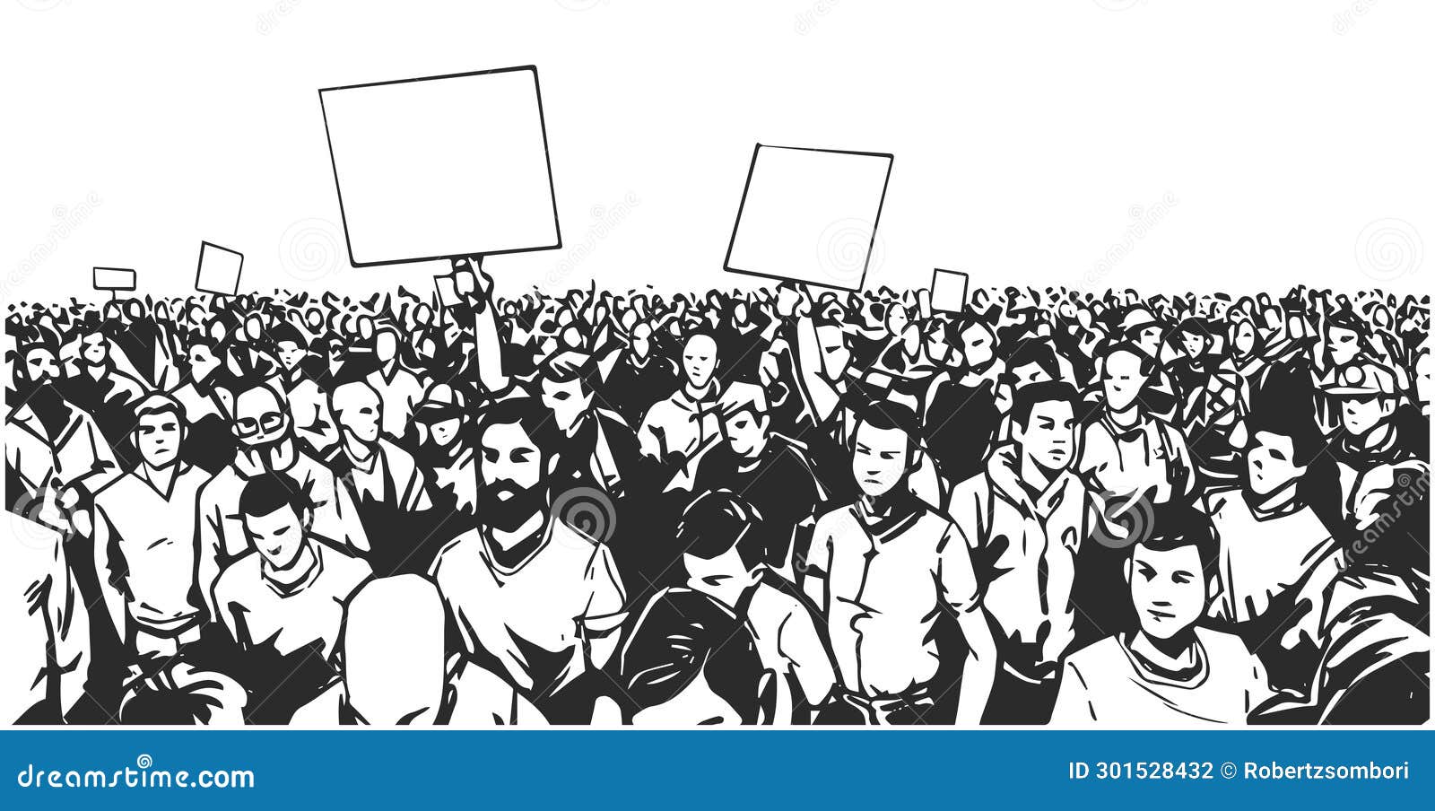 Stylized Illustration of Demonstrating Crowd in Perspective Stock ...