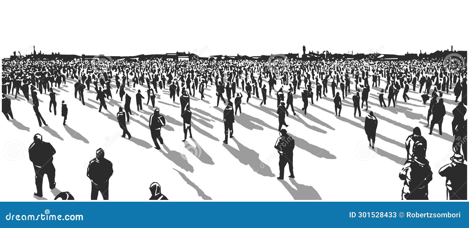 Stylized Illustration of Demonstrating Crowd in Perspective Stock ...