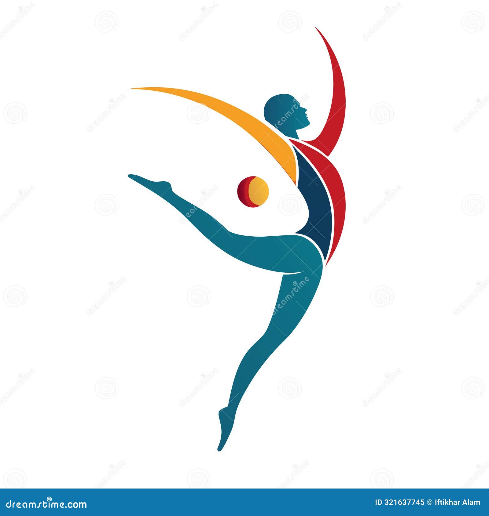 A Stylized Illustration Depicting a Female Gymnast Performing a Routine ...