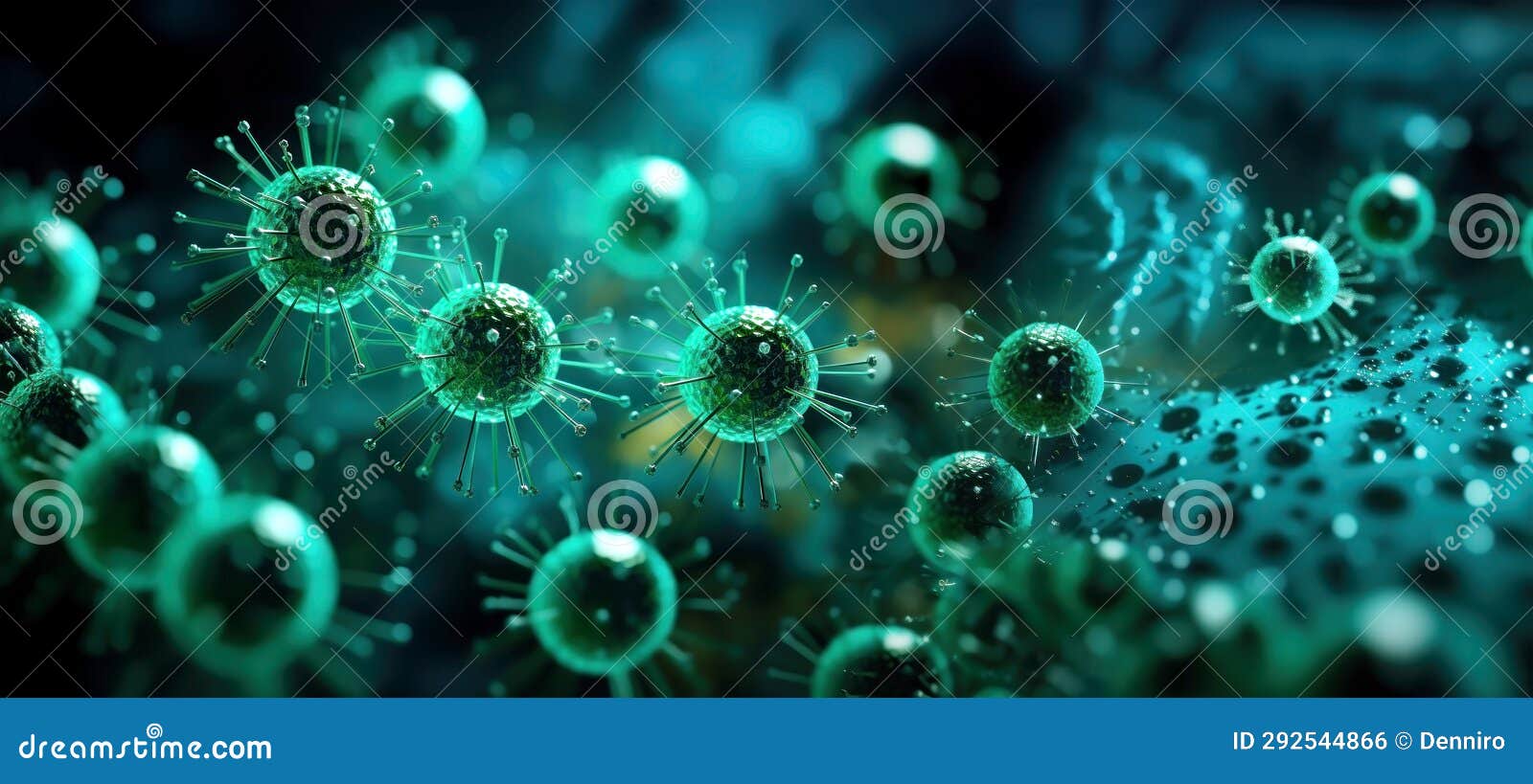 Stylized Illustration of Disgustingly Looking Green Viruses Stock ...