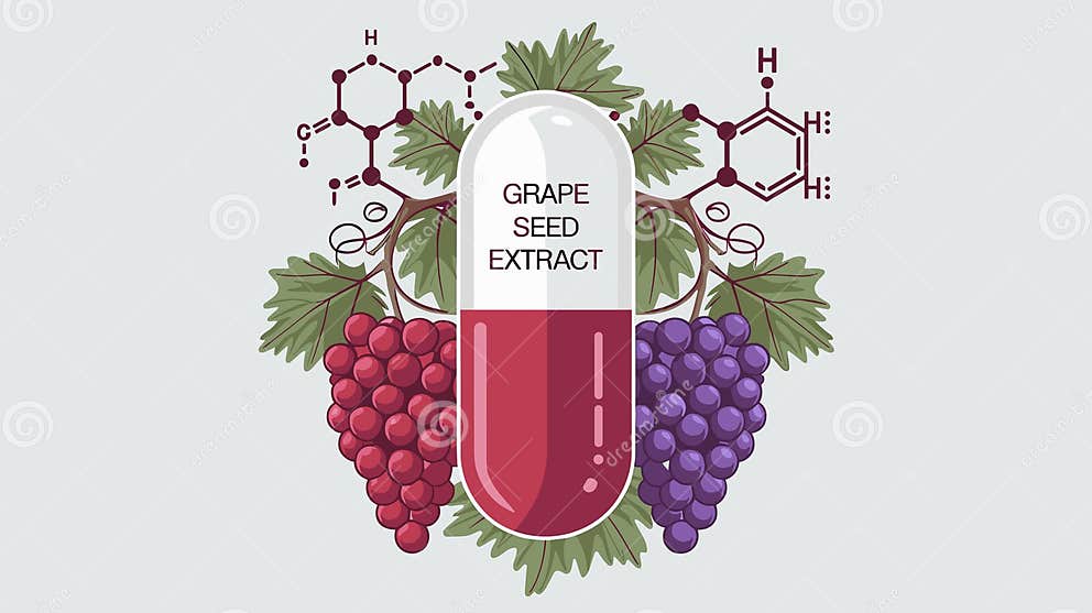 Stylized Illustration of Grape Seed Extract Capsule with Molecular ...