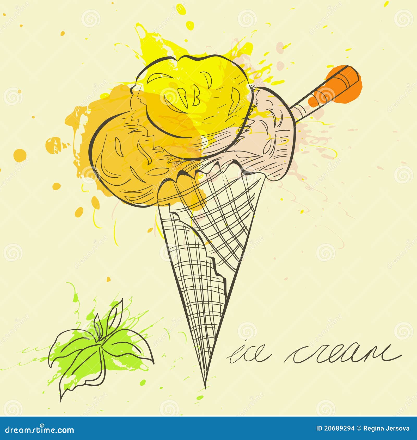 Stylized Illustration Ice Cream Stock Vector - Illustration of scoop ...
