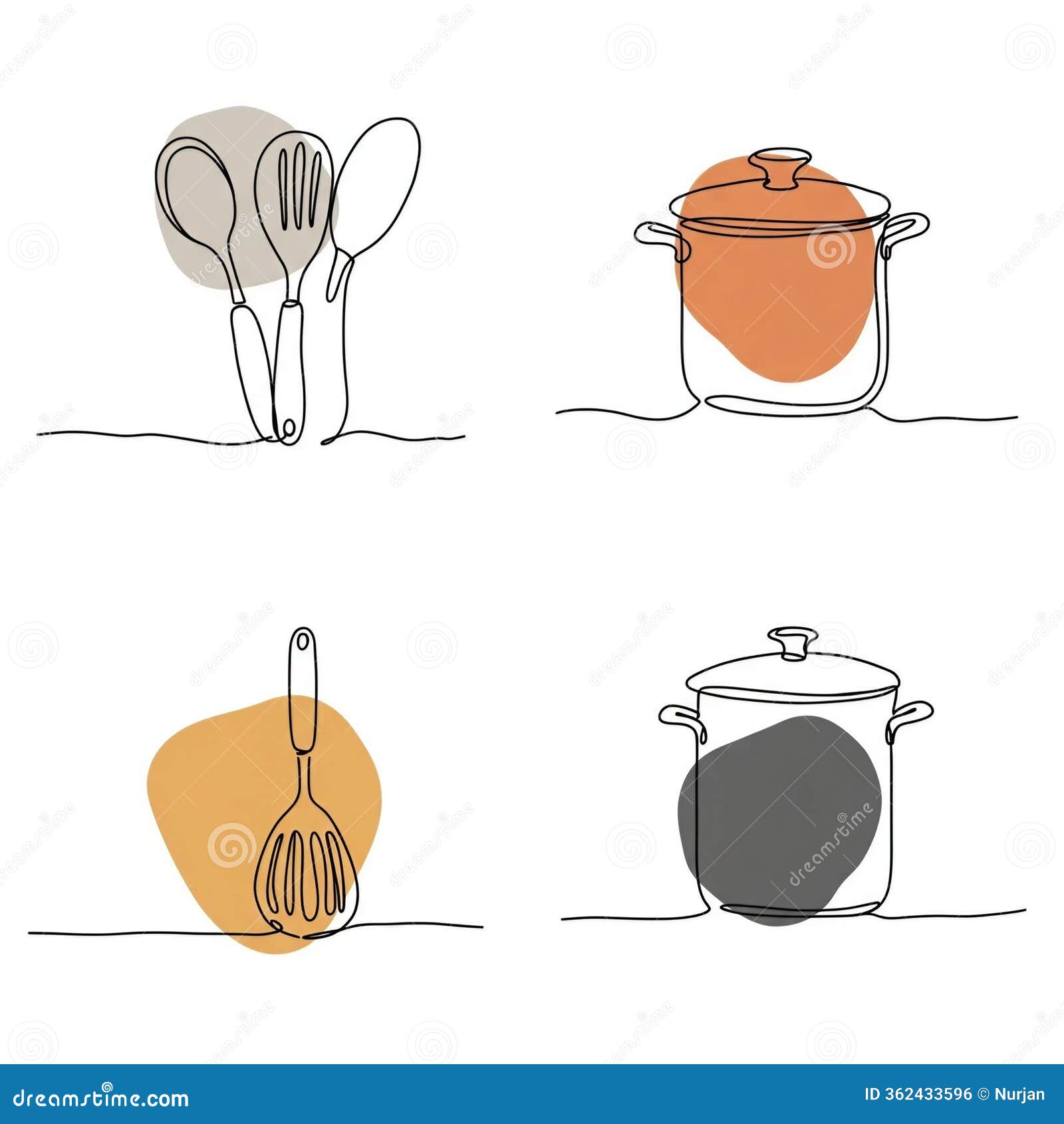 Stylized Illustration of Kitchenware. Stock Illustration - Illustration ...
