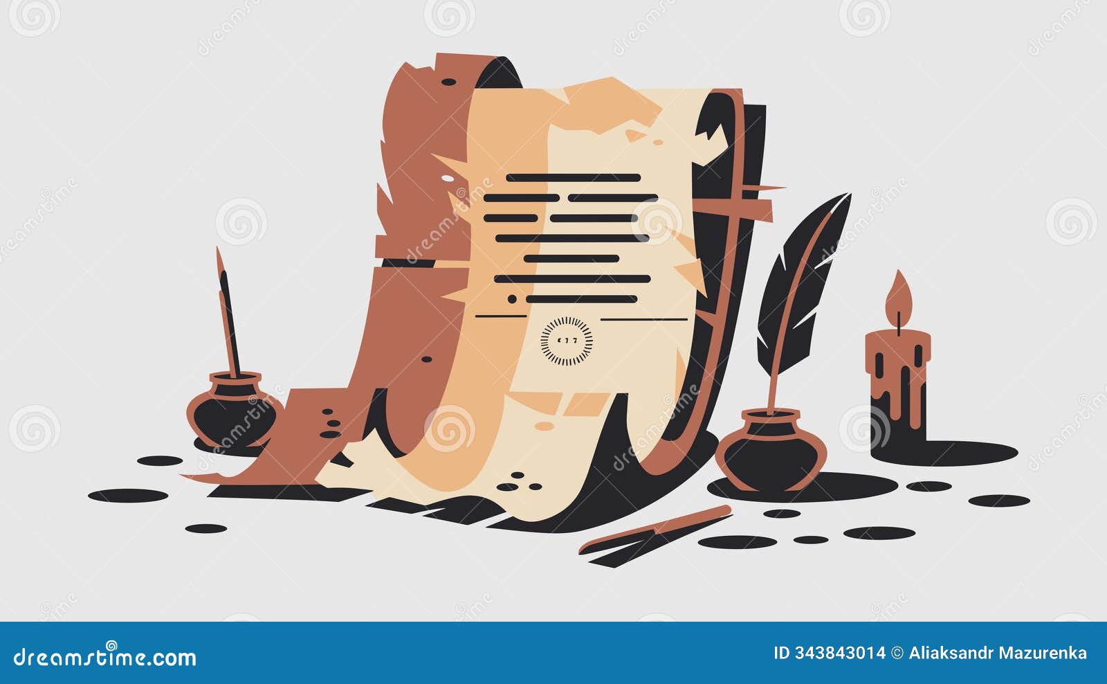 Stylized Illustration of Parchment Paper Texture in Bold Graphic Lines ...