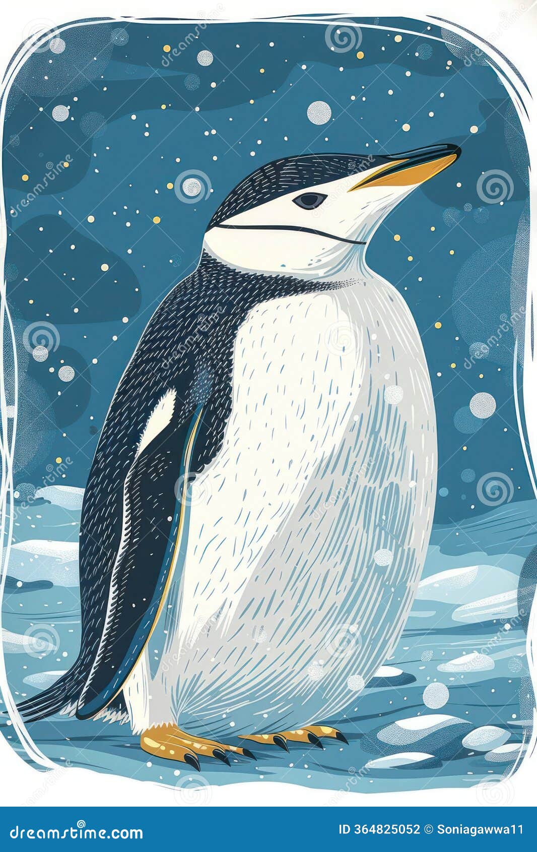 Charming Chinstrap Penguin In Snowy Antarctic Landscape Royalty-Free ...