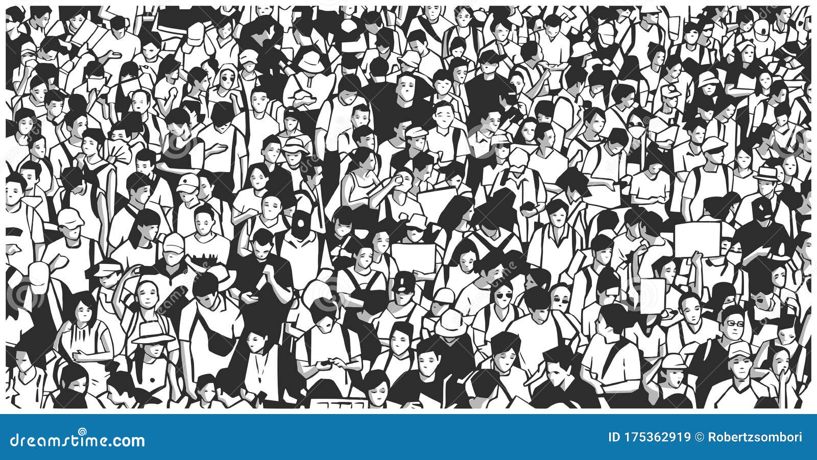 Illustration of Large Protesting Crowd Stock Vector - Illustration of ...