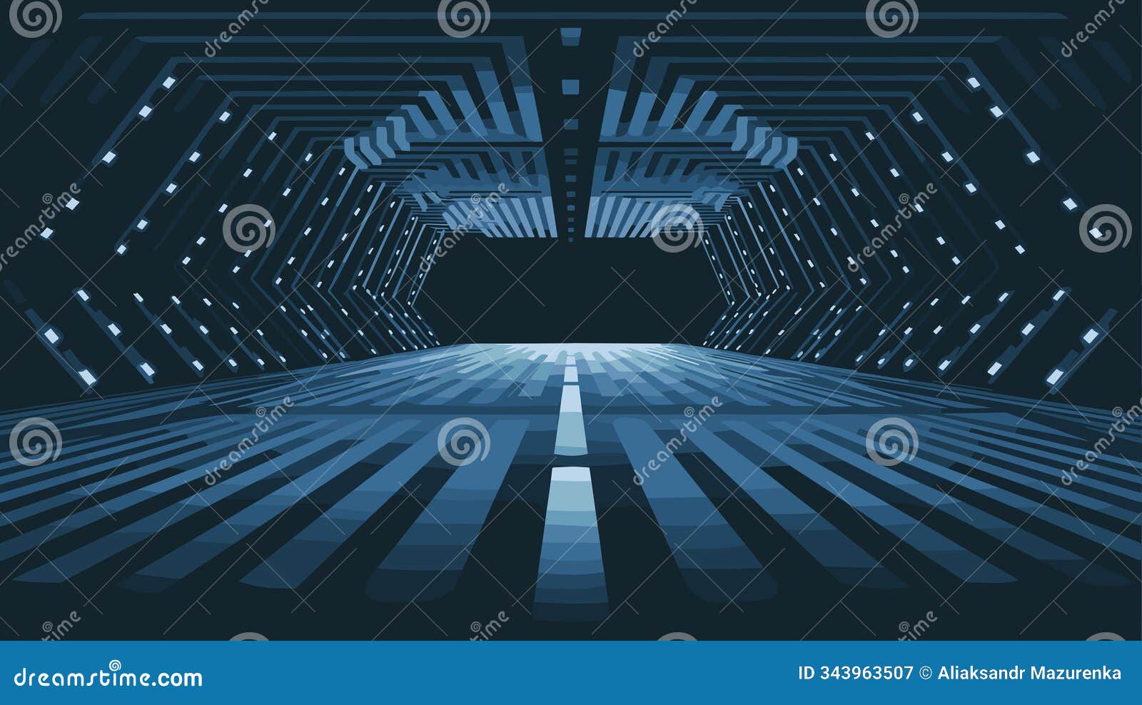 Stylized Illustration of Runway with Graphic Patterns and Rhythmic ...