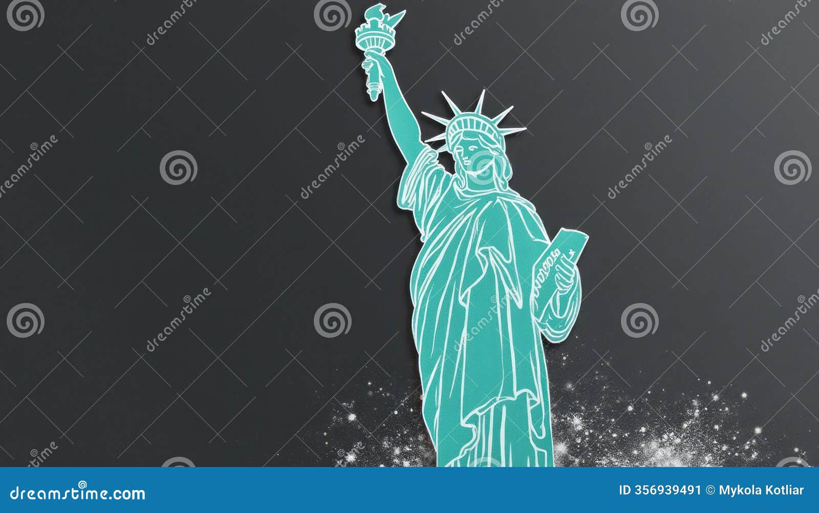 Stylized Illustration of the Statue of Liberty Against a Dark ...