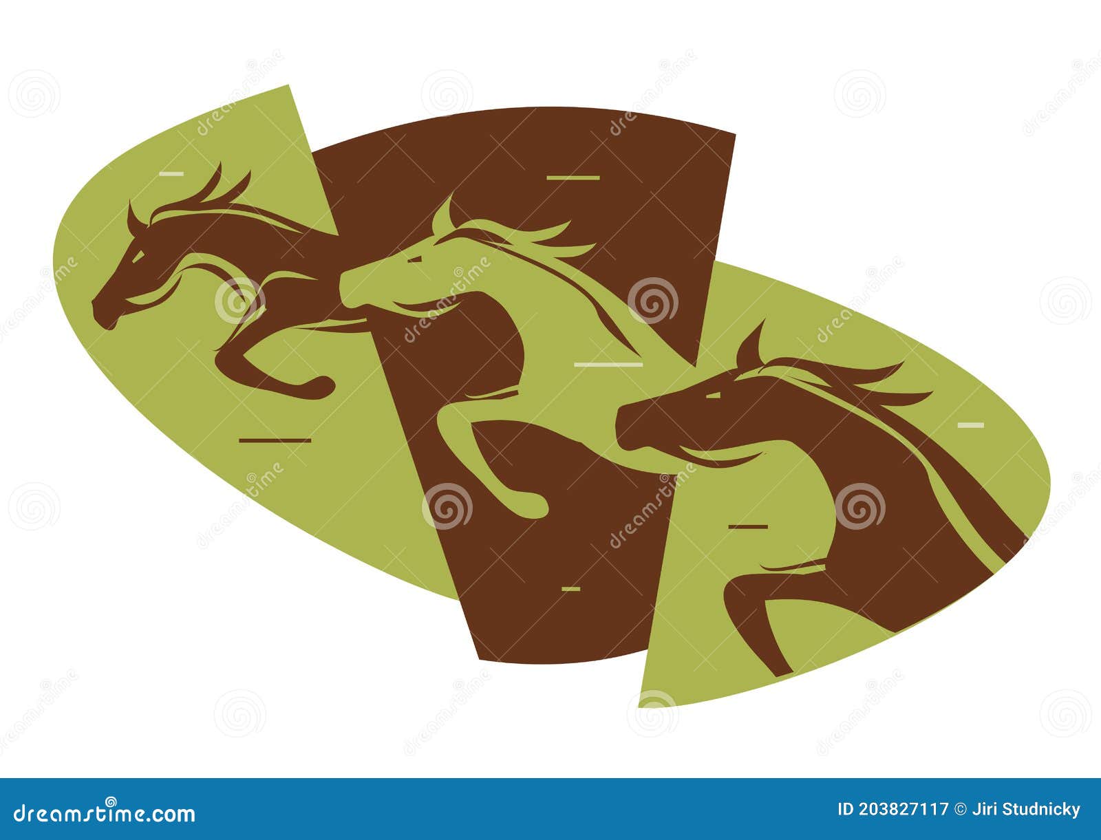 Three Running Horses, Emblem. Stock Vector - Illustration of animal ...