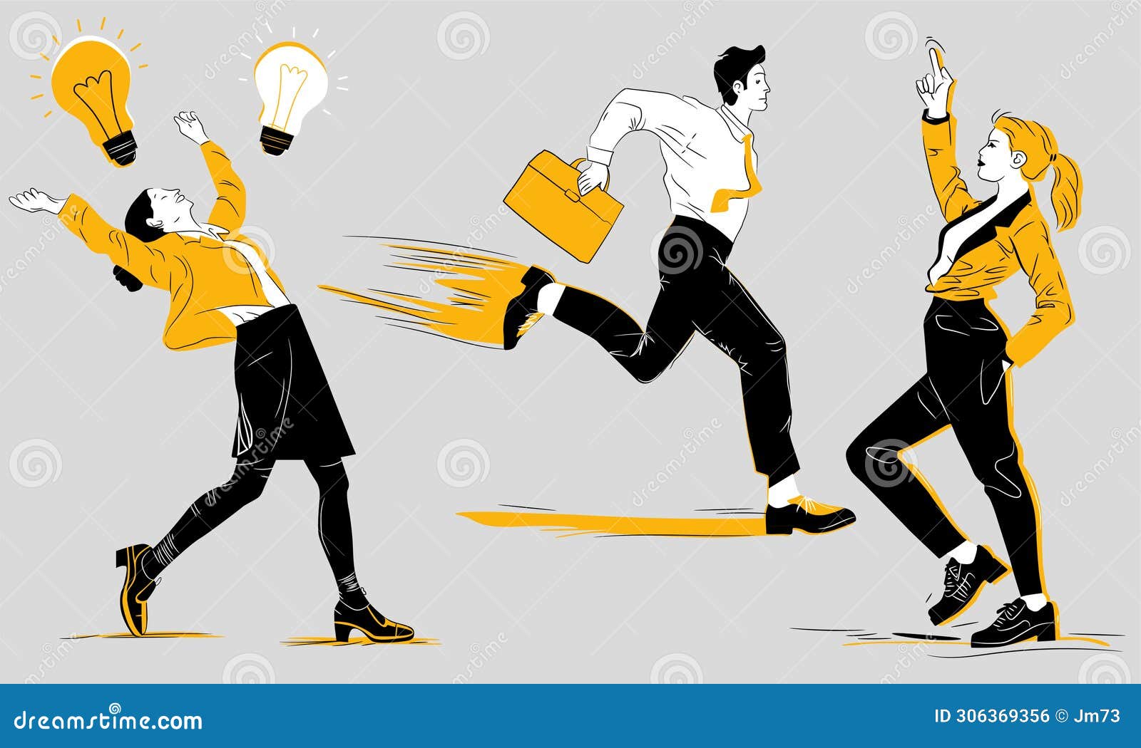 Stylized Illustration in Uniform Style of Three Different Characters ...