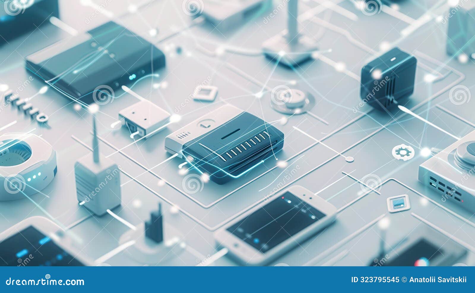 A Stylized Illustration of Various Home Network Devices, Including ...