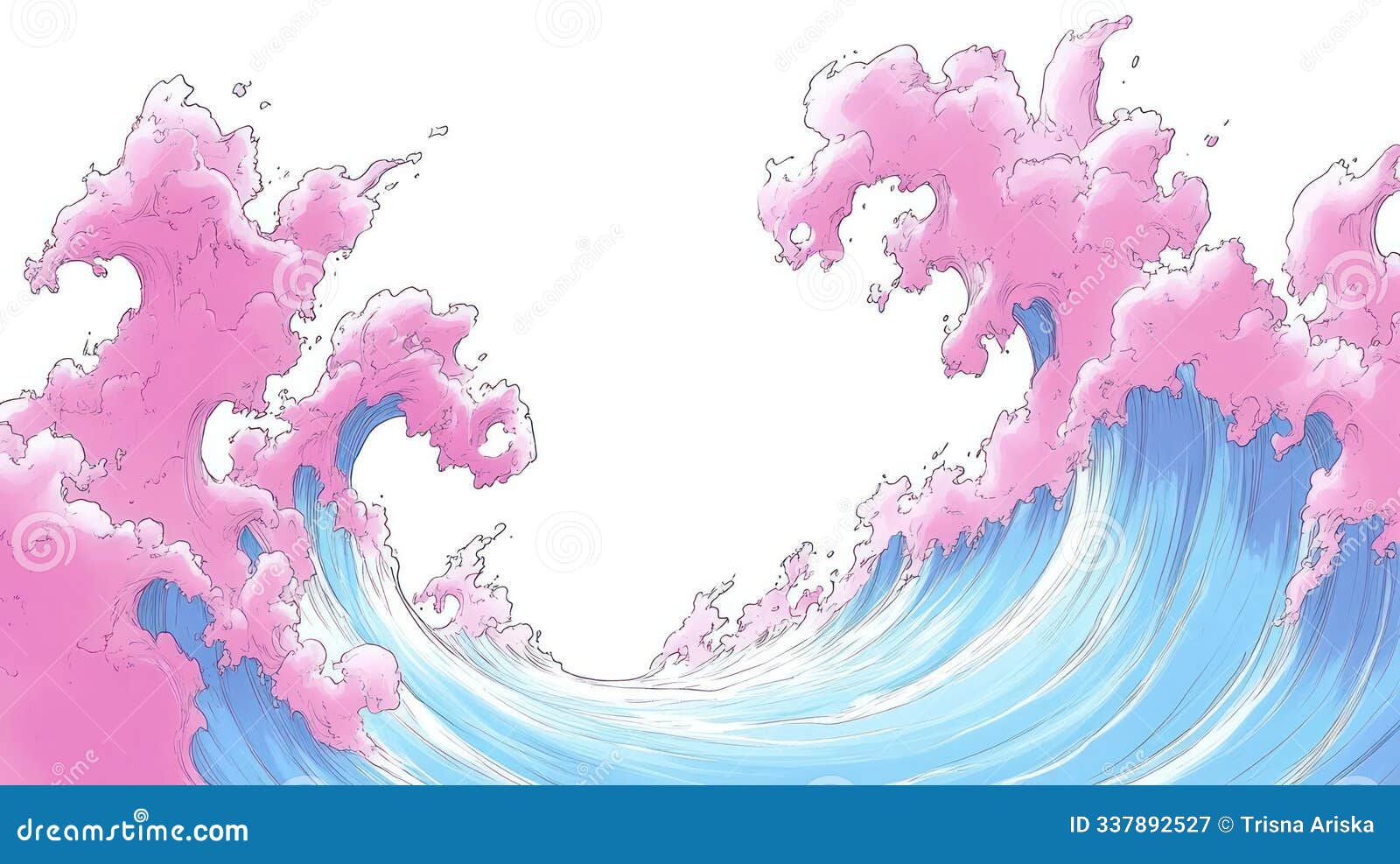 A Stylized Illustration of Vibrant Pink and Blue Ocean Waves Stock ...