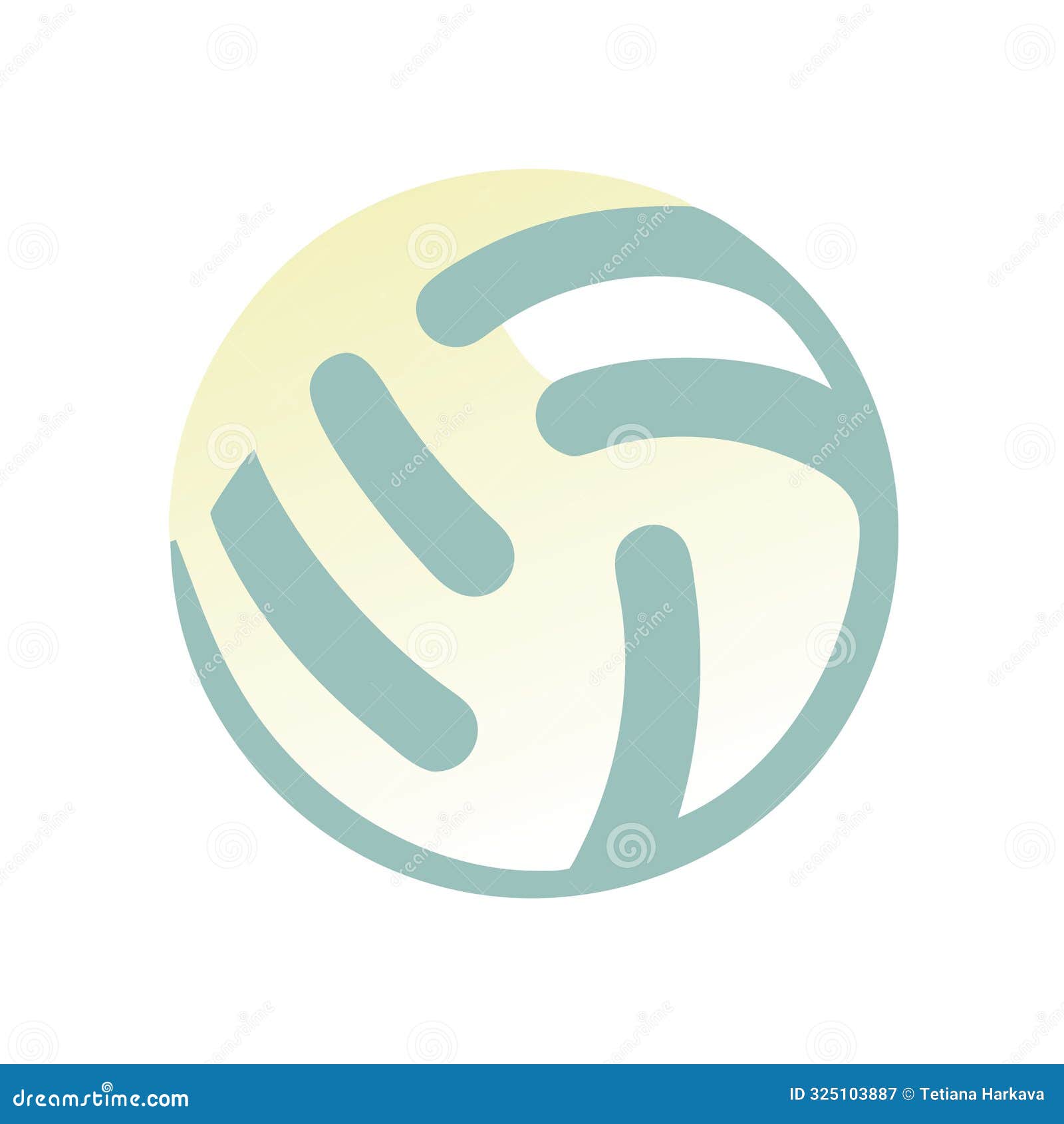 Stylized Illustration of a Volleyball, with a Teal Outline and a Yellow Gradient Fill Stock ...