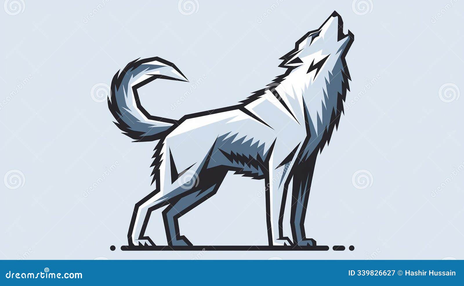 Wolf Howling at the Moon Geometric Illustration Stock Illustration ...