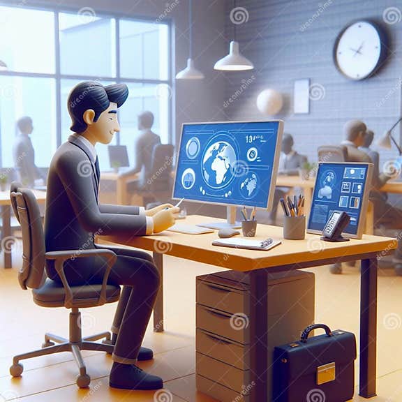 People working in office. stock illustration. Illustration of workday ...