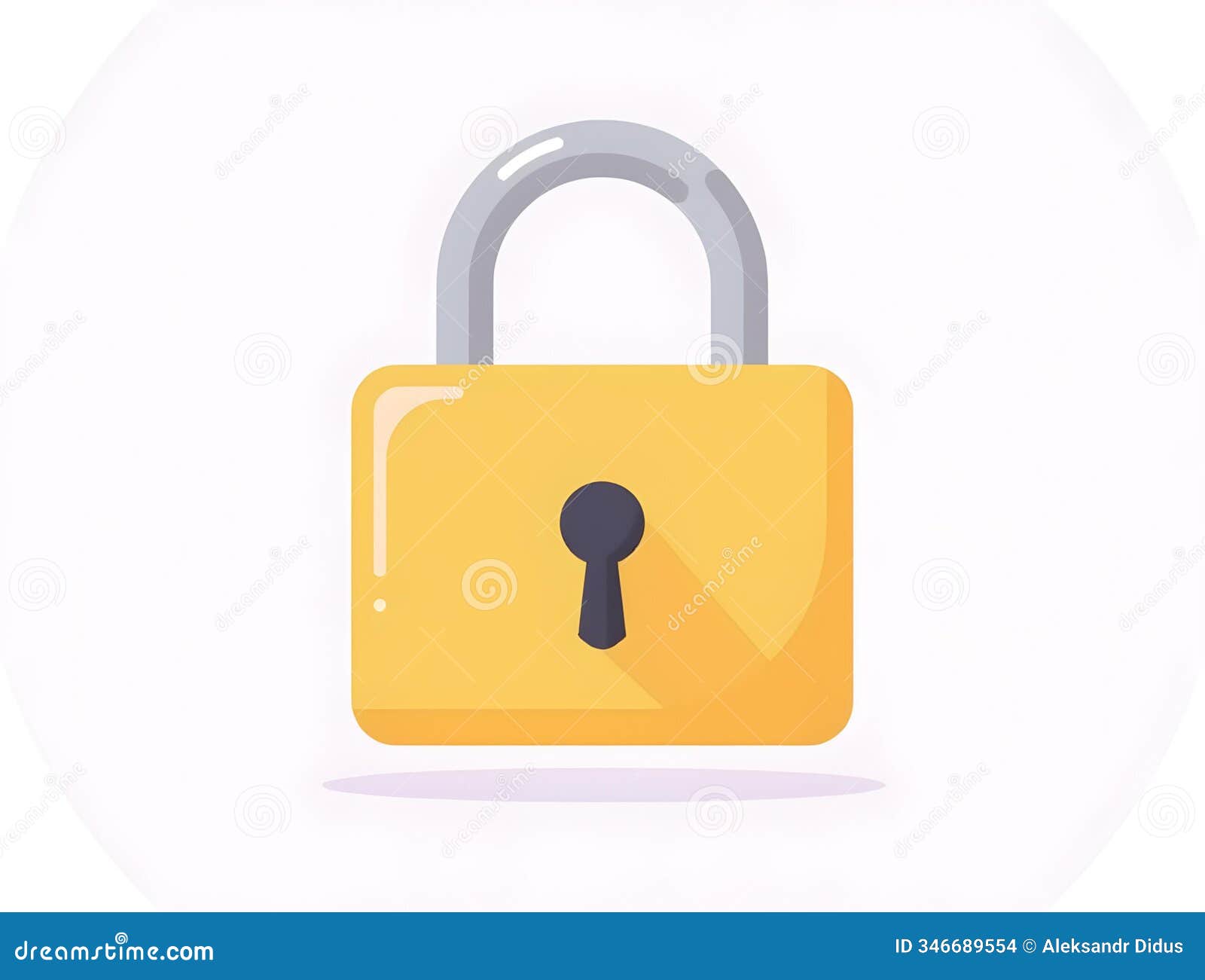 Stylized Illustration of Yellow Padlock with Silver Shackle Stock ...