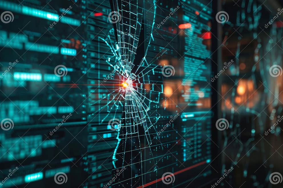 A Stylized Image of a Computer Screen with a Broken Window, Symbolizing ...