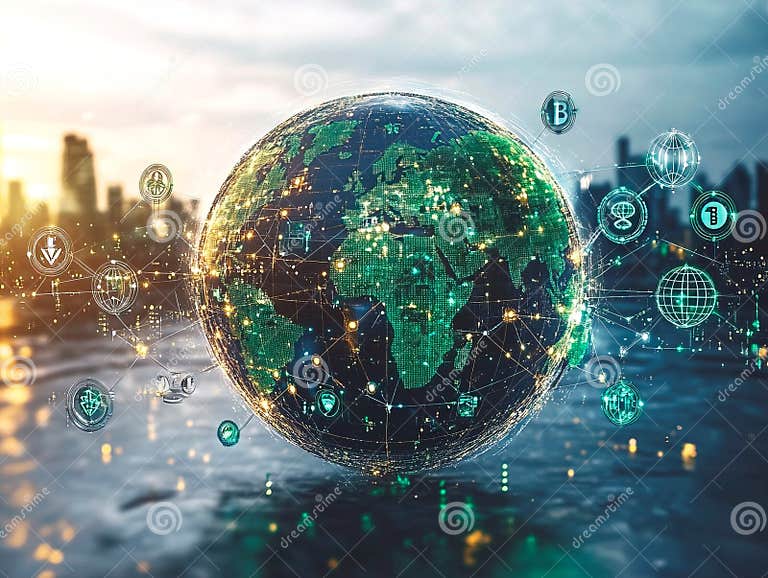 A Stylized Image Depicting Global Interconnectedness, Symbolizing ...