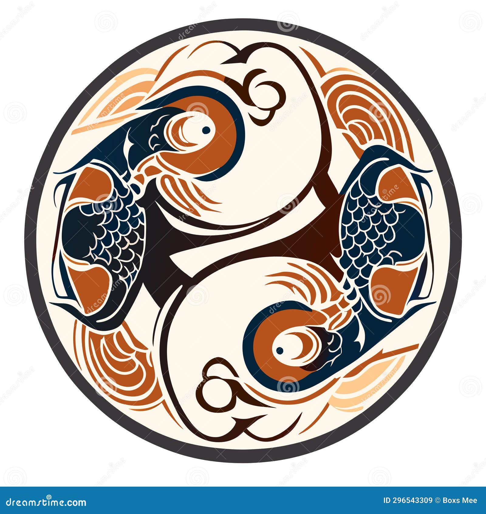 A Stylized Image of a Fish in a Circle. Vector Illustration Generative ...