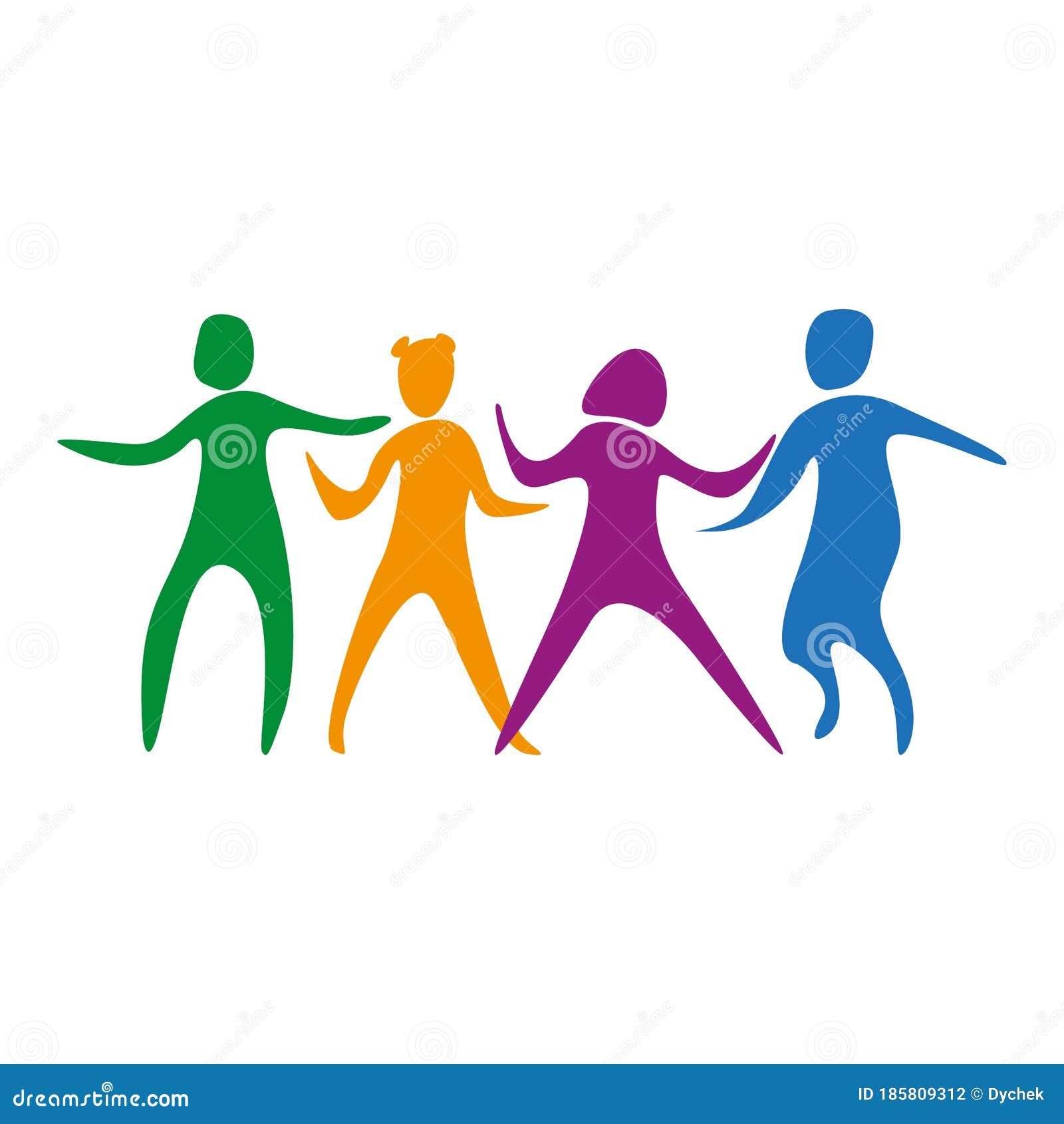 Stylized Image of Happy Children. Simple Vector Illustration on a White ...