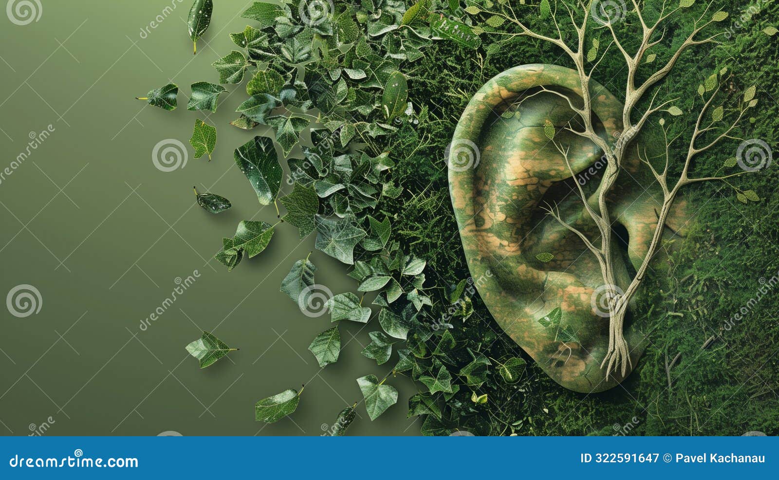 A Stylized Image of a Human Ear with a Tree Growing Out of it Stock ...