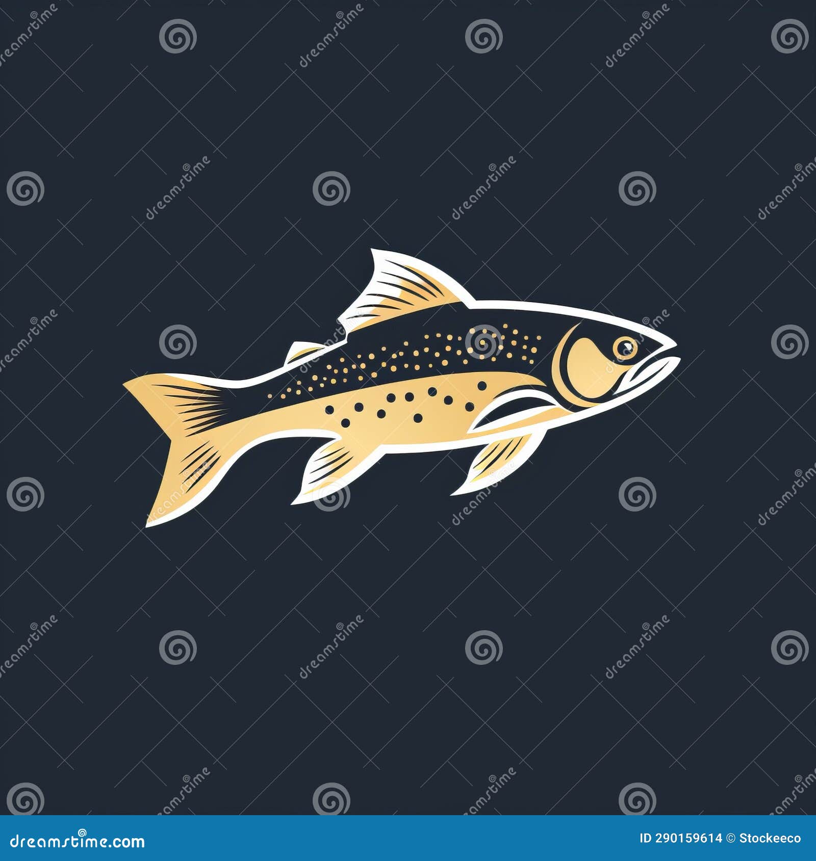 Brown Trout Logo in Black and Gold - Flat Illustration Design Stock ...