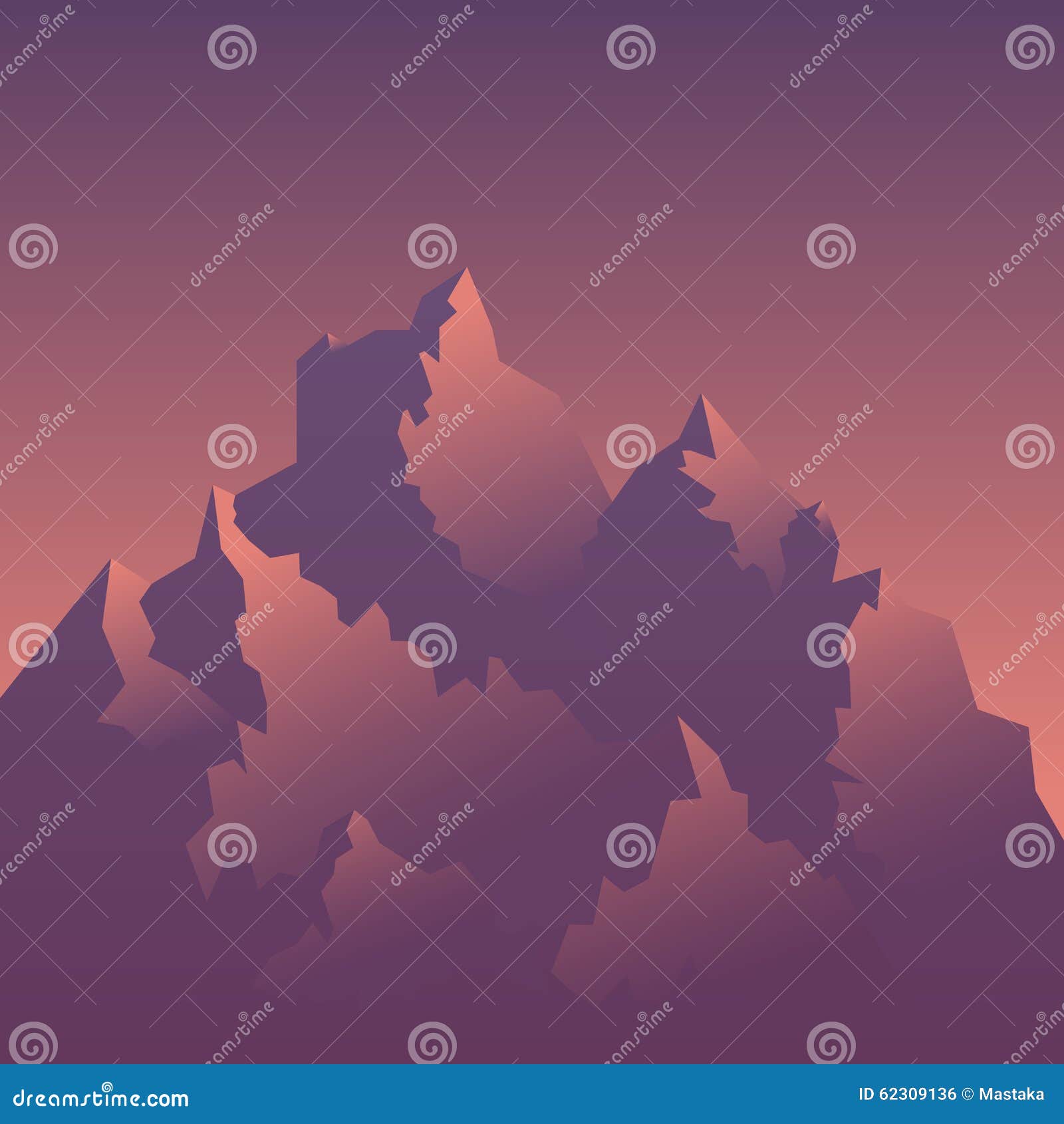 Stylized Image of Mountains at Sunrise Stock Vector - Illustration of ...
