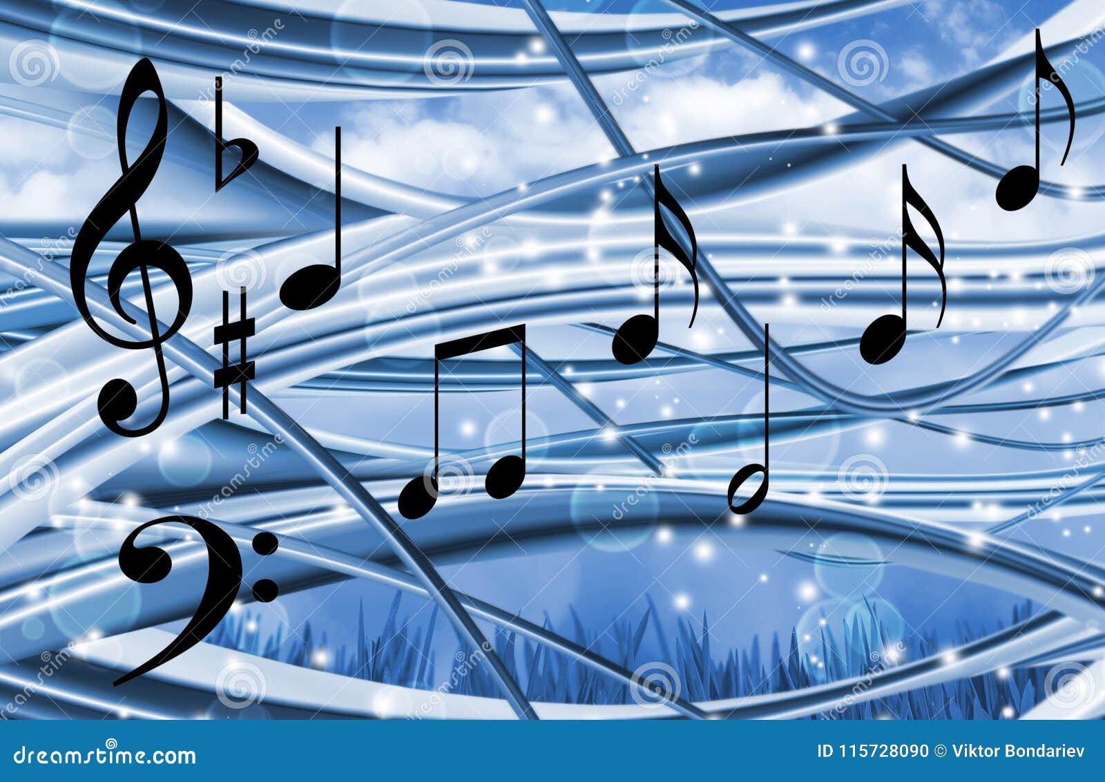 Image of Notes on Blue Background Stock Illustration - Illustration of ...