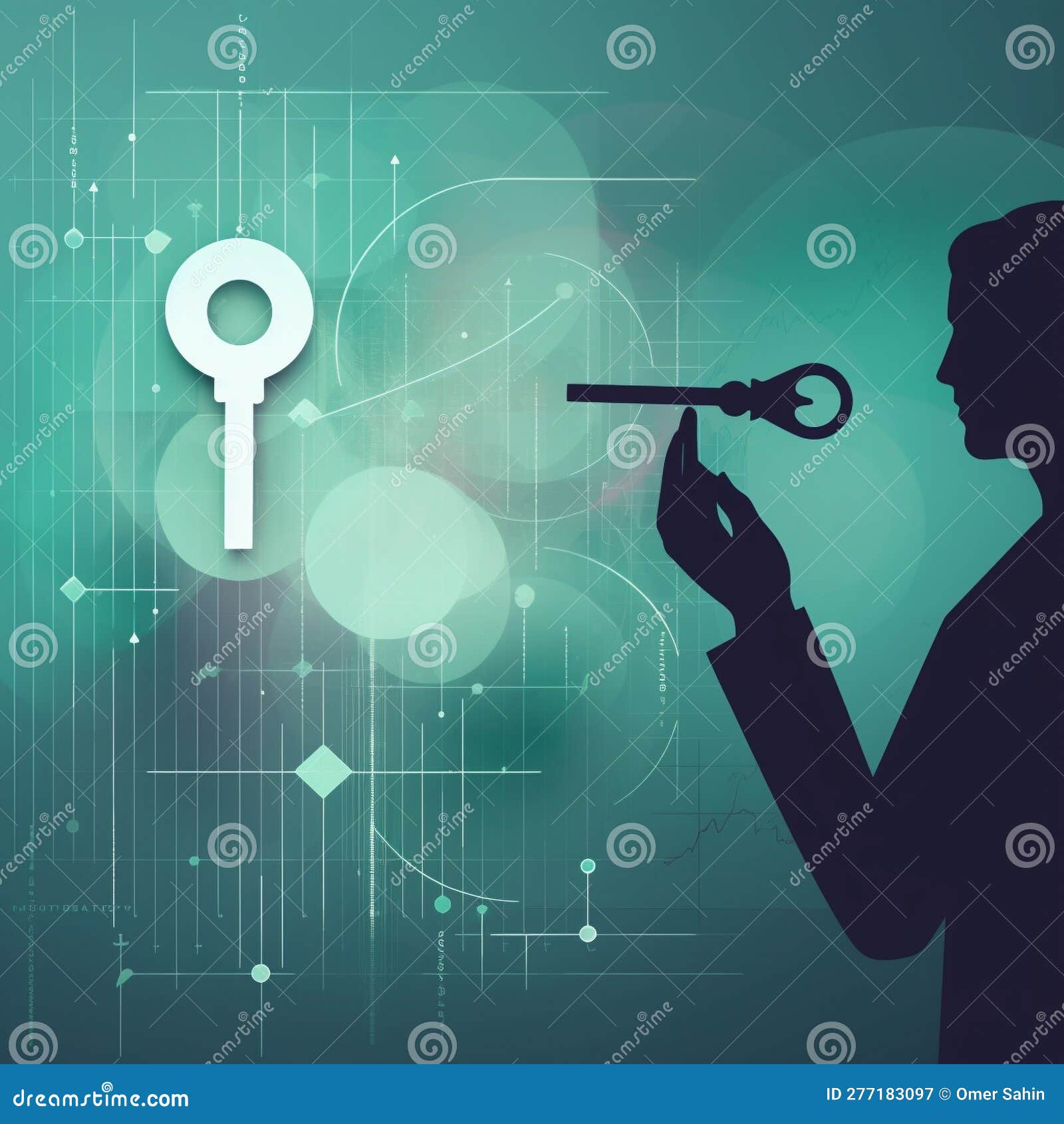Stylized Image of Person Holding a Key with a Chart and Graph ...