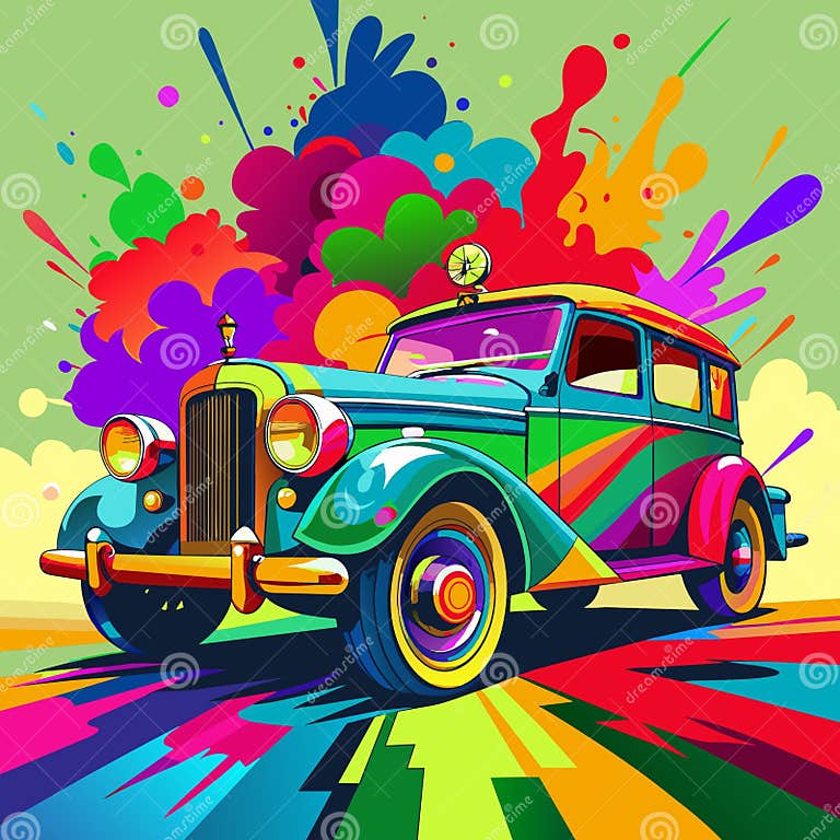 Stylized Image of a Retro Car. Vector Illustration of an Old Style Car ...
