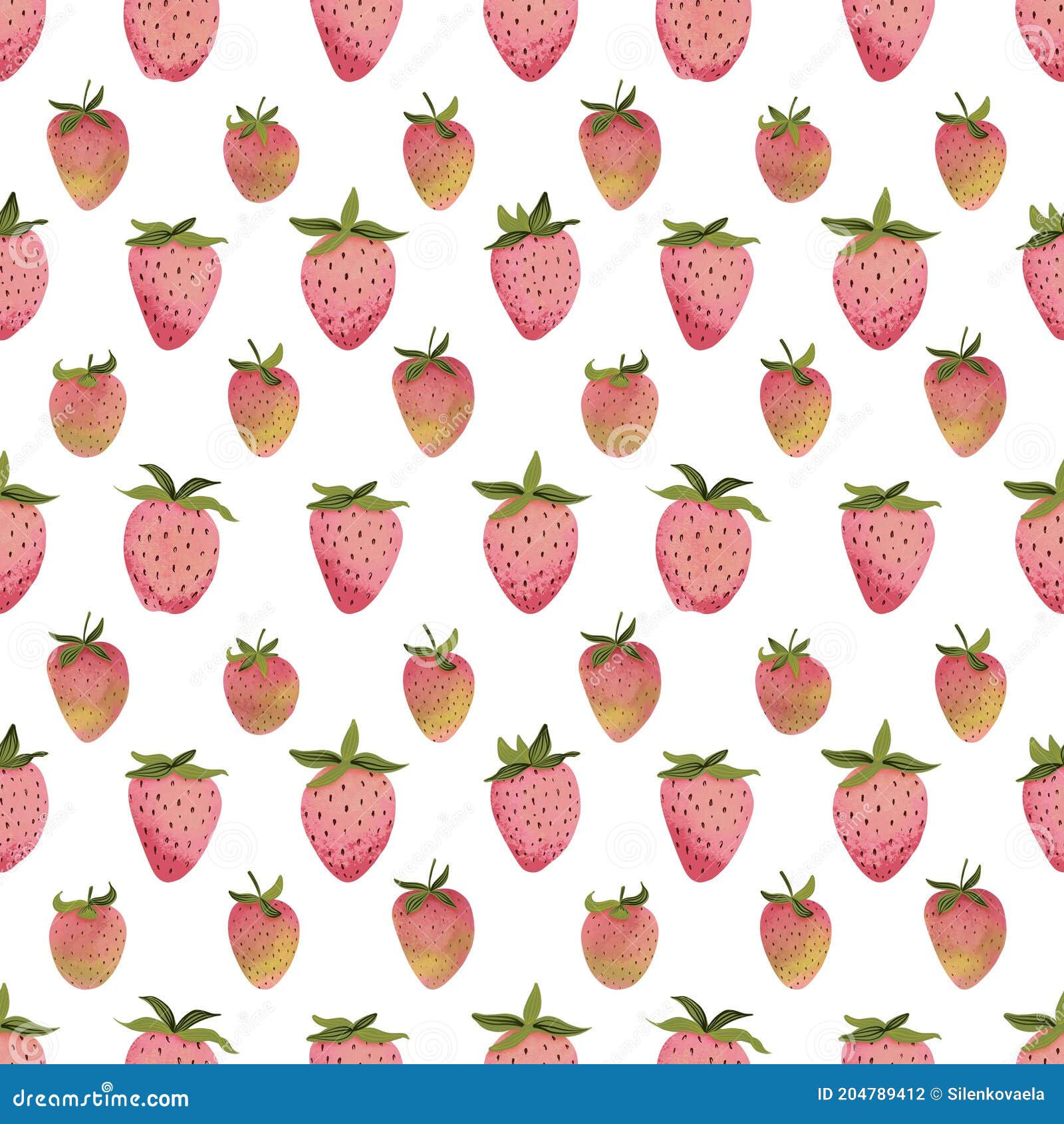 Seamless Patterns with Stylized Images of Ripe Strawberries in ...