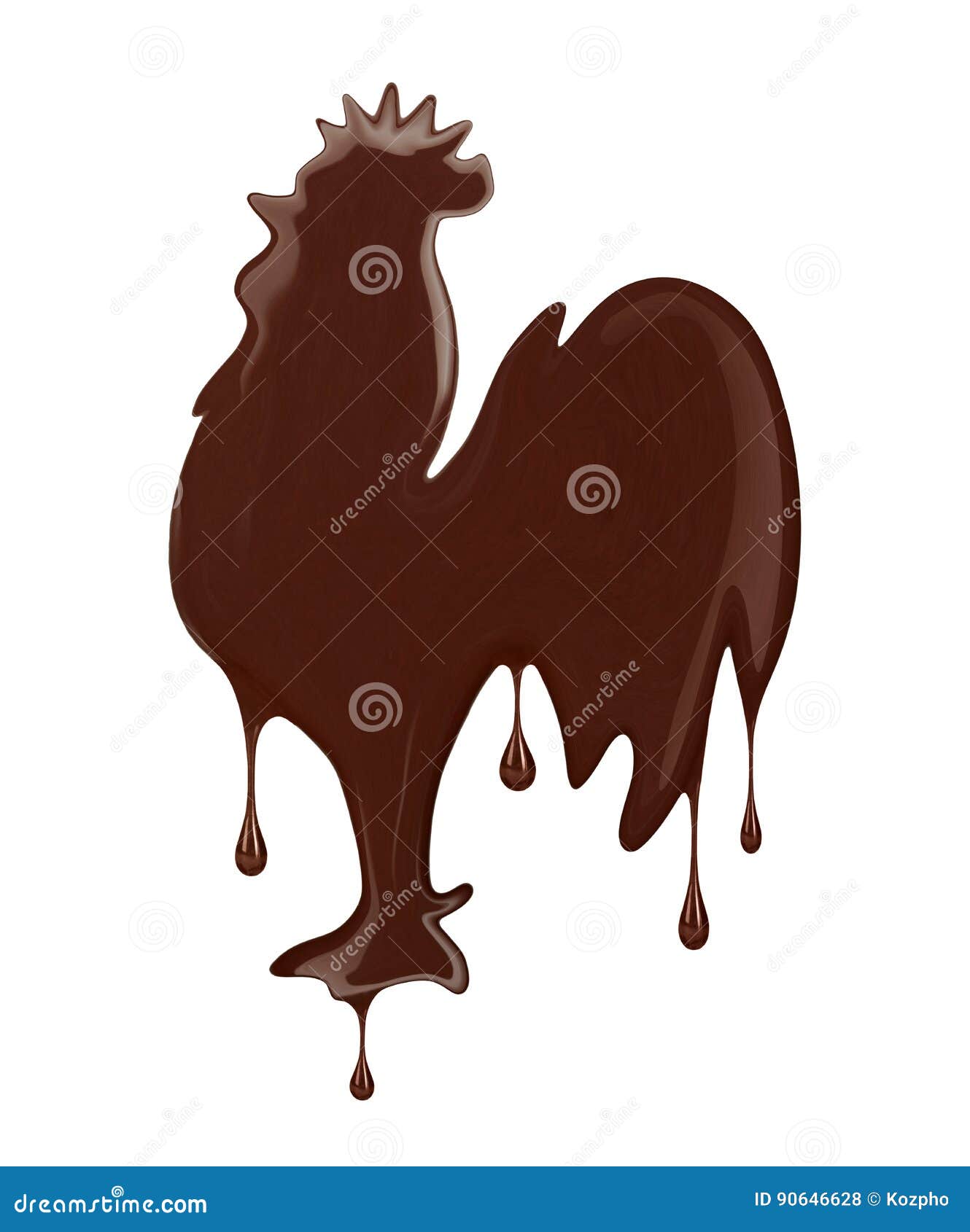 Stylized Image of a Rooster Made of Melted Chocolate on White Stock ...