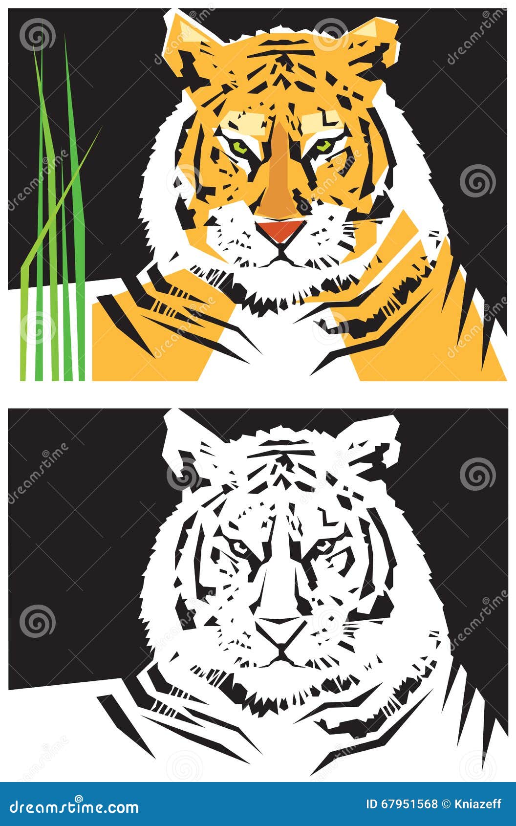 Stylized images of tiger stock vector. Illustration of striped - 67951568