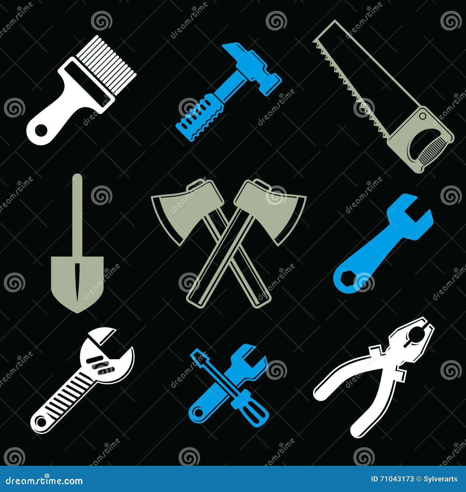 Stylized Industrial Icons, 3d Vector Work Tools Collection. Set Stock ...